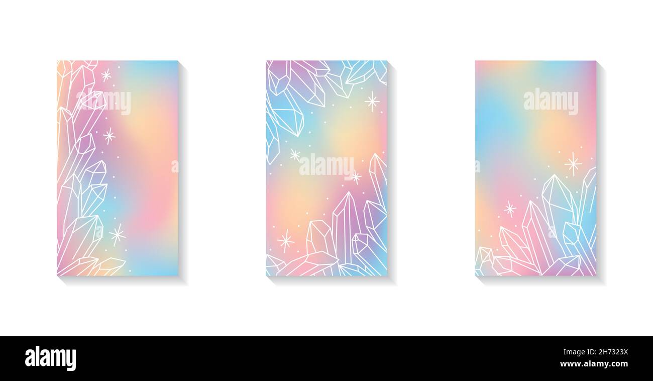 Vector stories illustrations for social media. Healing crystals in ...