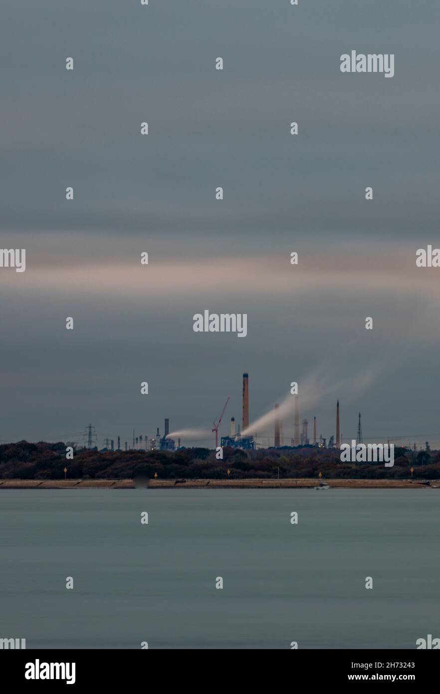 fawley oil refinery, petrochemical processing plant at fawley on the ...