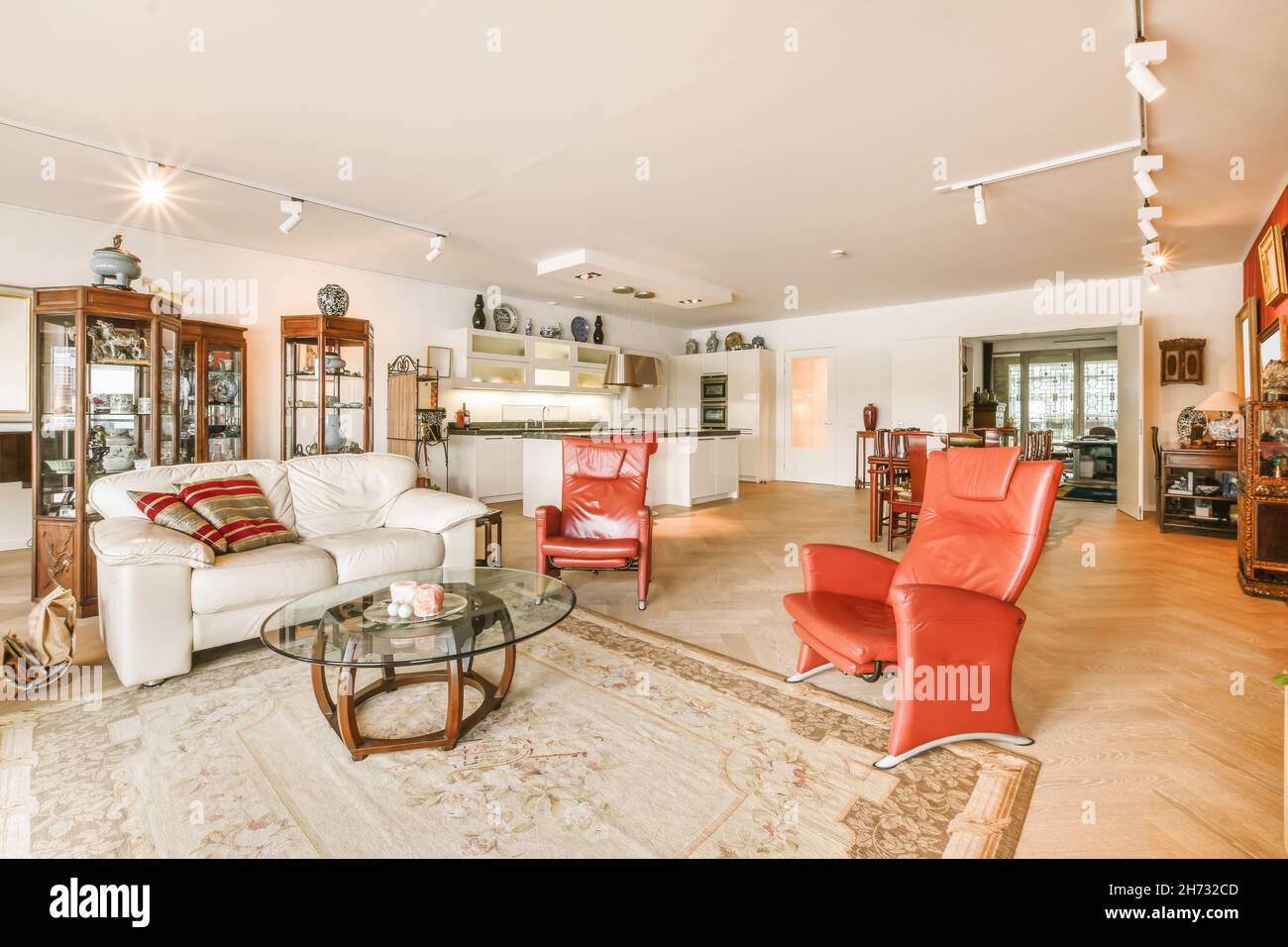 Interior of a large studio apartment with an unusual design Stock Photo ...