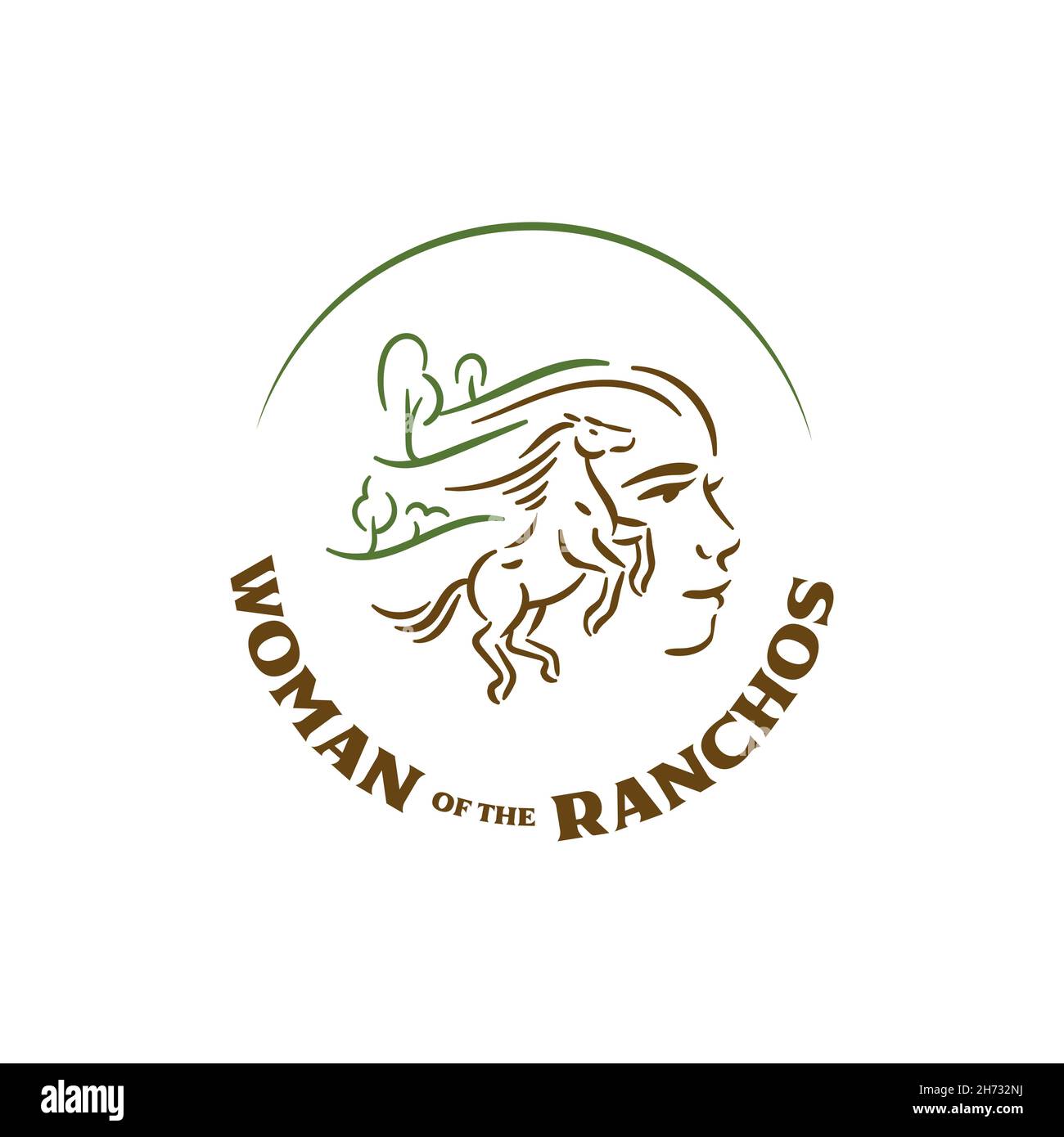 Horse with woman on rancho logo concept Stock Vector Image & Art - Alamy