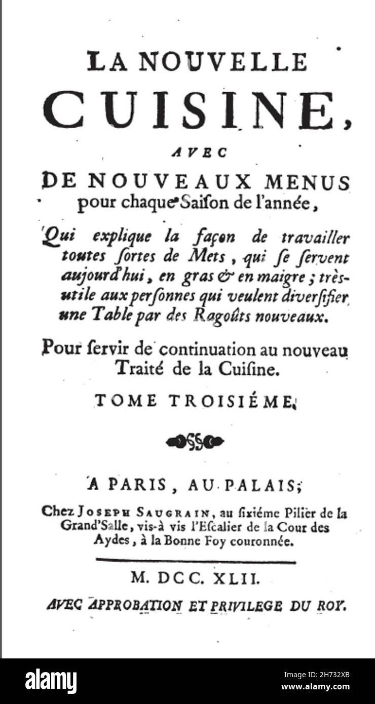 Menon, La nouvelle cuisine (1742 Stock Photo - Alamy