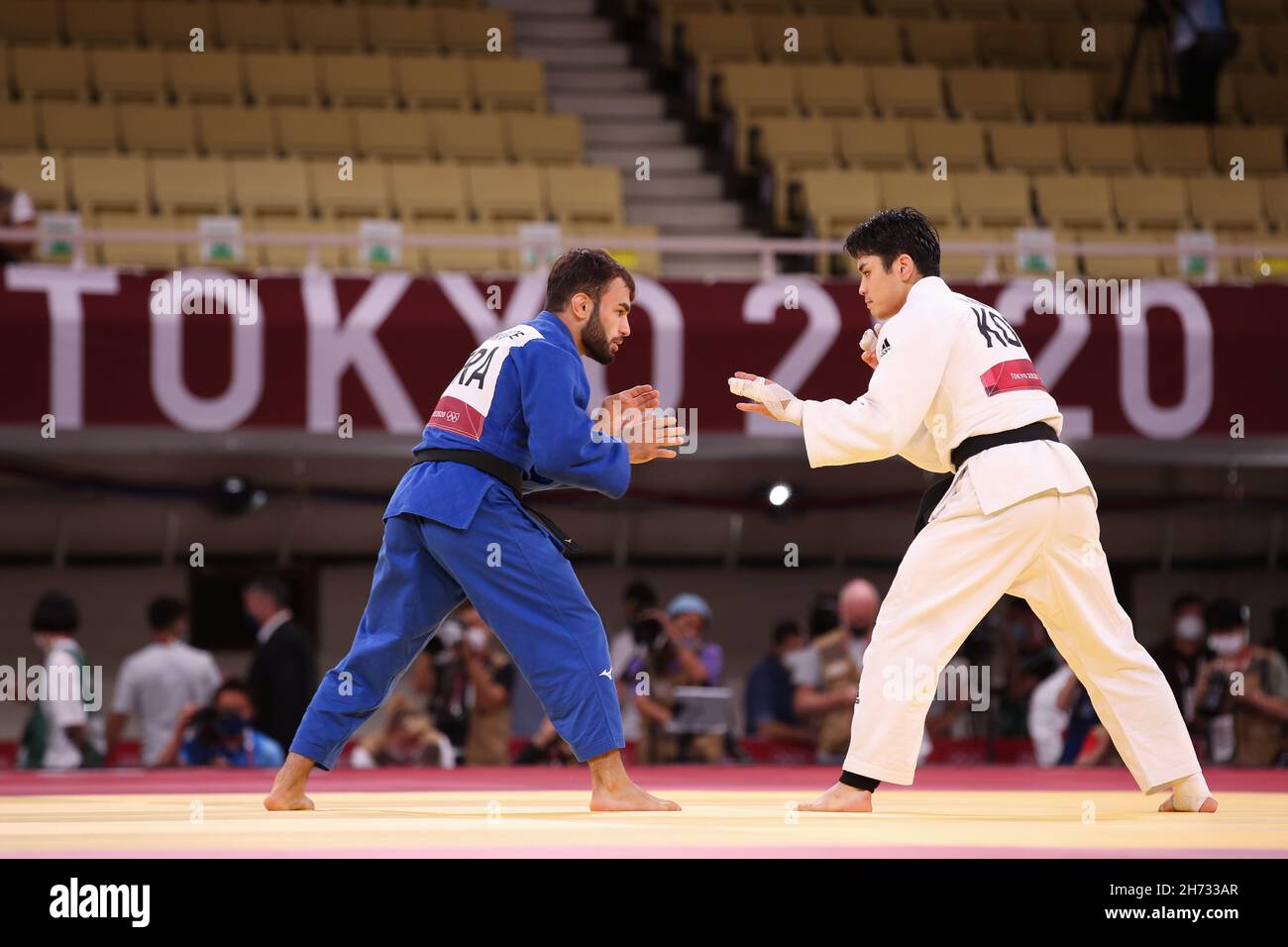 JULY 24th, 2021 - TOKYO, JAPAN: Luka MKHEIDZE of France (blue) wins the ...