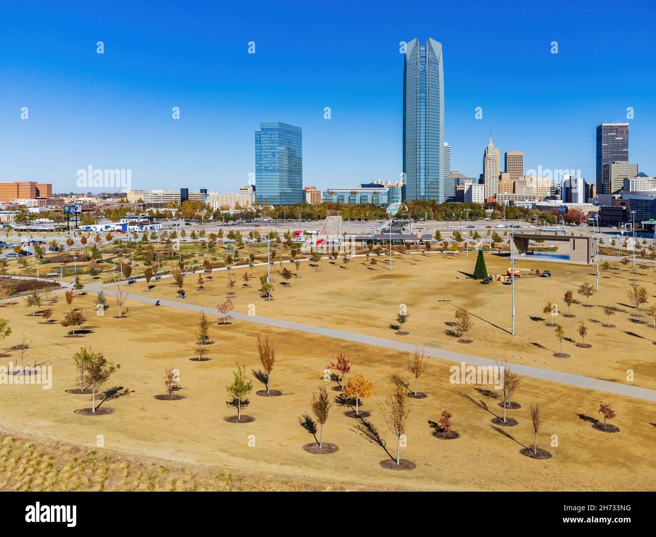 Aerial view of the downtown cityscape at Oklahoma Stock Photo - Alamy