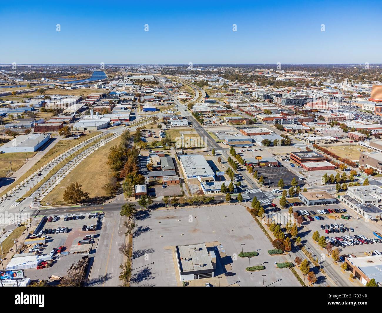 Aerial view of the downtown cityscape at Oklahoma Stock Photo - Alamy