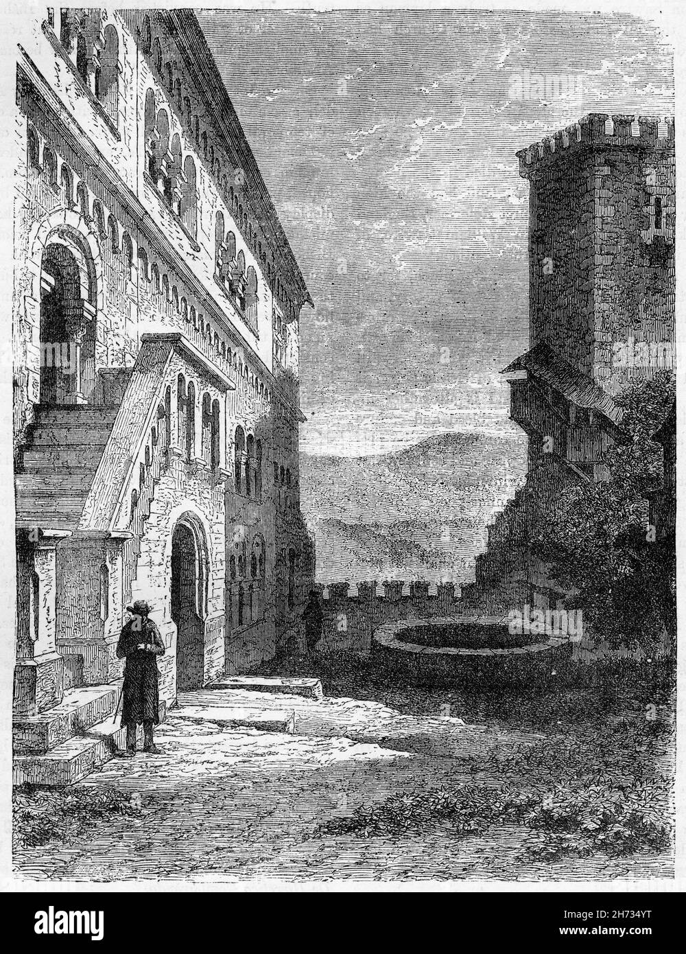Engraving of Wartburg castle, circa 1550, now a UNESCO World Heritage ...