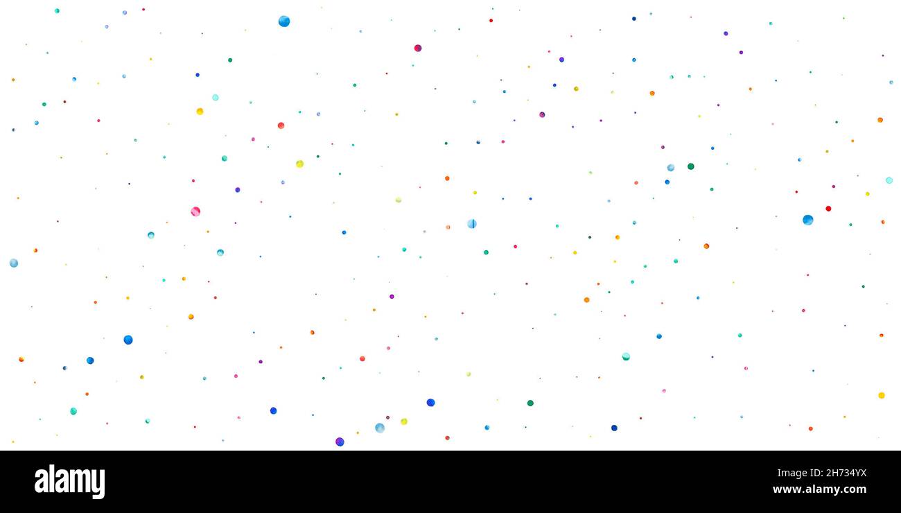 Watercolor confetti on white background. Alive rainbow colored dots ...