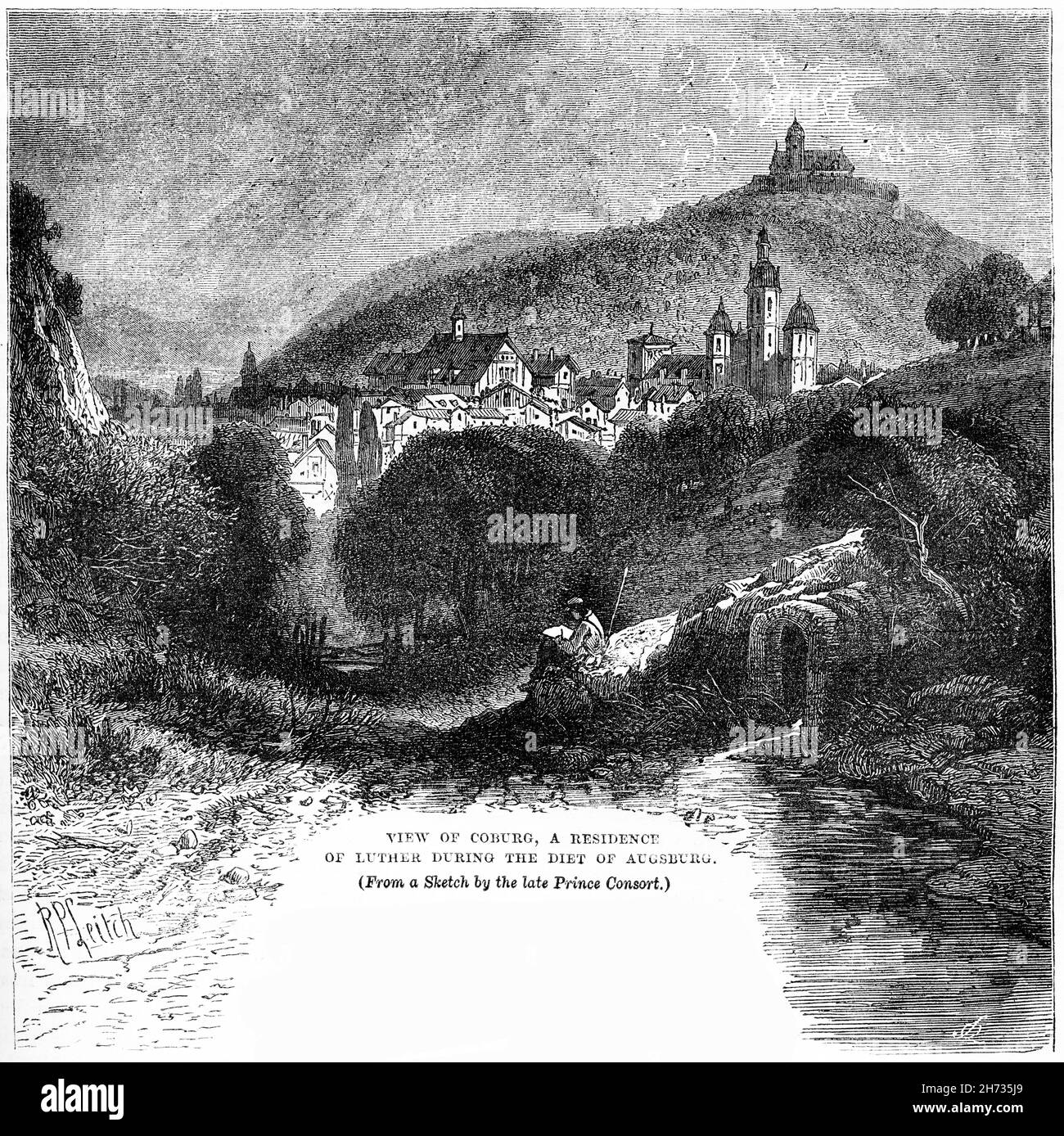 Engraving of Coburg in the 1500s, when Luther was in residence during ...