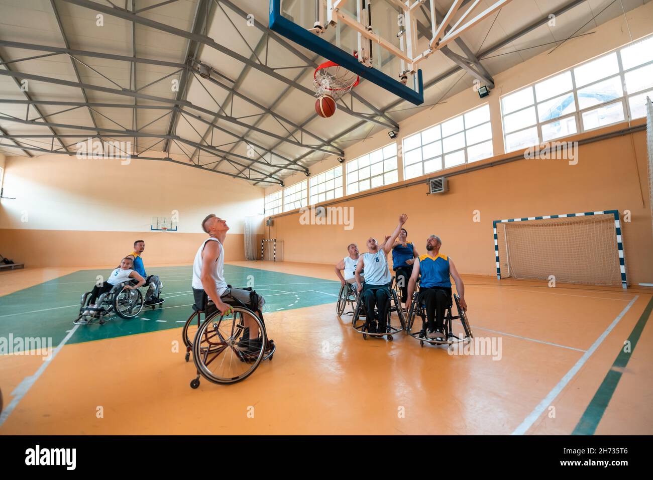 Disabled War veterans mixed race and age basketball teams in ...