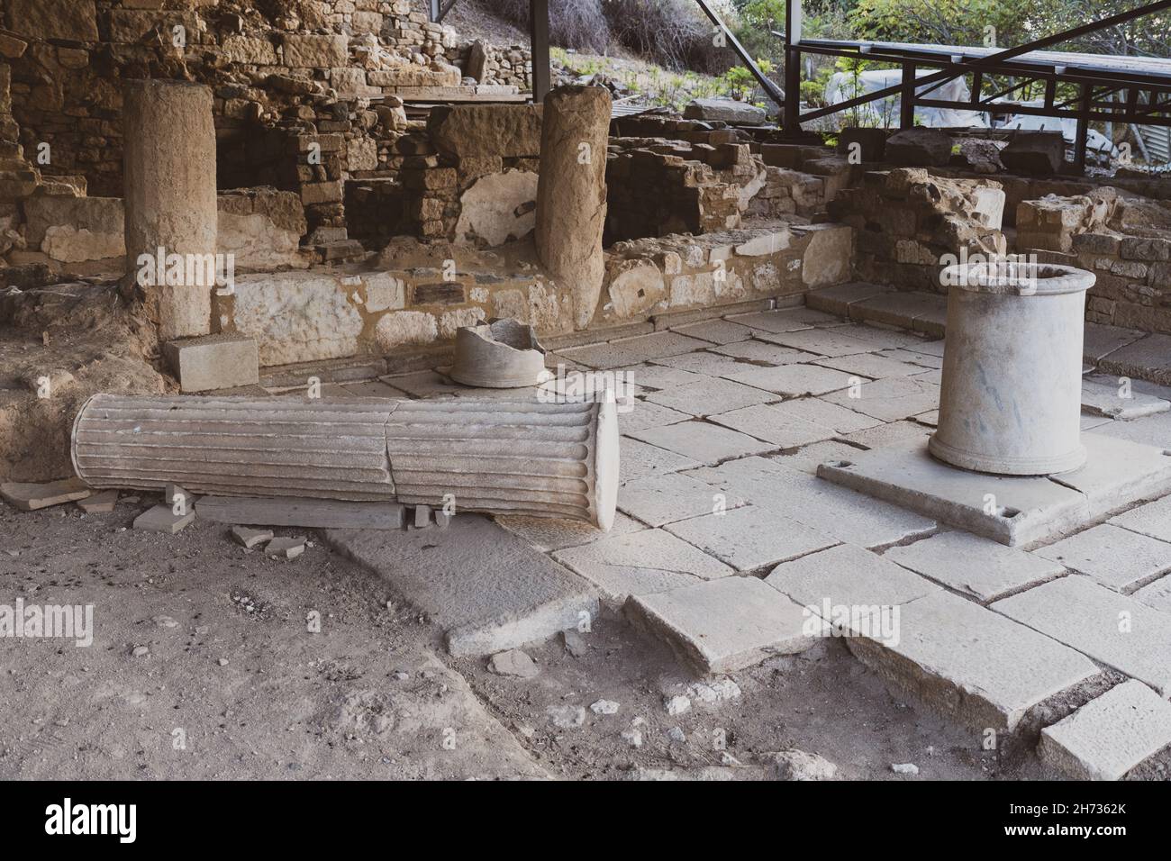 Ancient broken columns at an antique place Stock Photo - Alamy