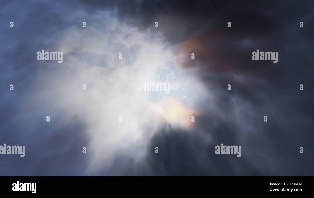 Flight inside tunnel of clouds. 3D rendered illustration Stock Photo ...