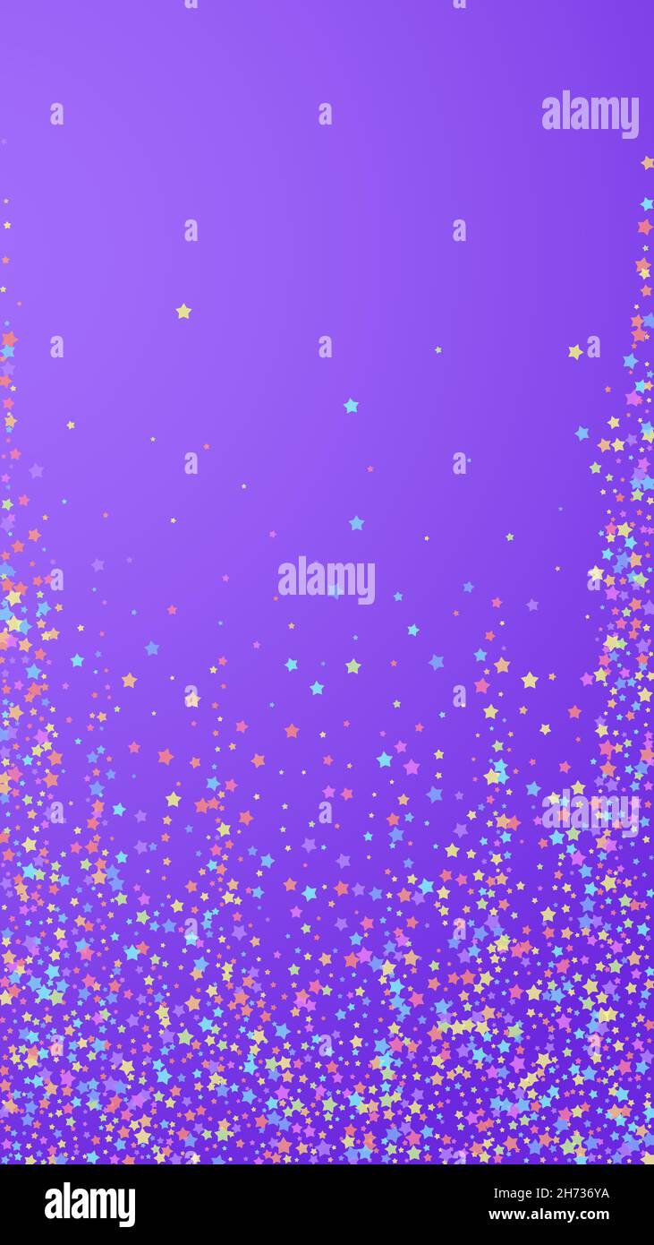 Festive quaint confetti. Celebration stars. Colorful stars on violet ...