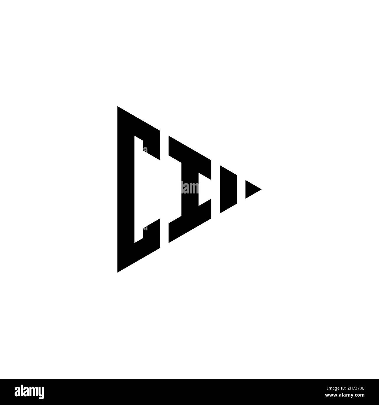 CI Monogram logo letter with triangle play button shape style on isolated background. Triangle ...
