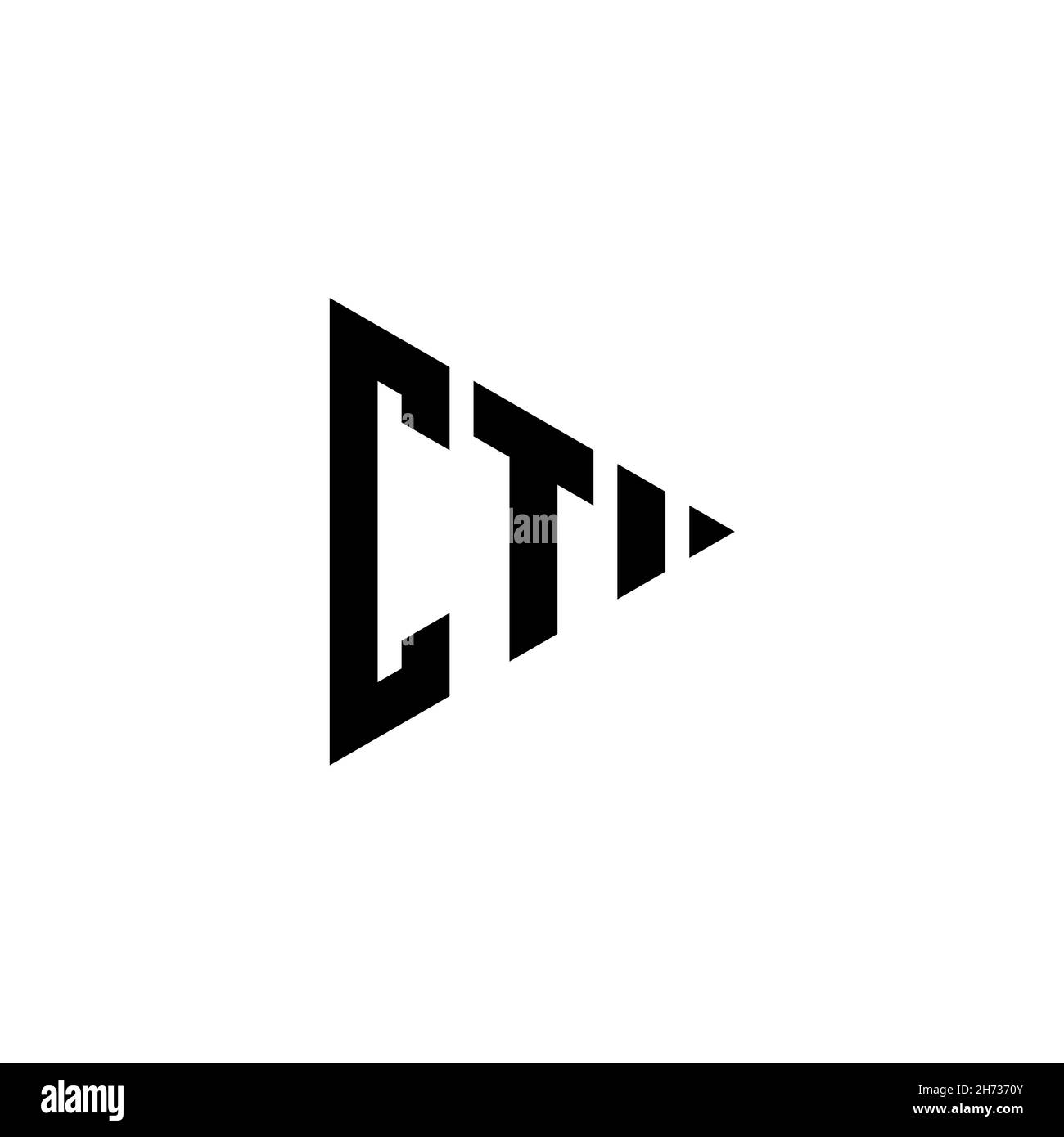 CT Monogram logo letter with triangle play button shape style on ...
