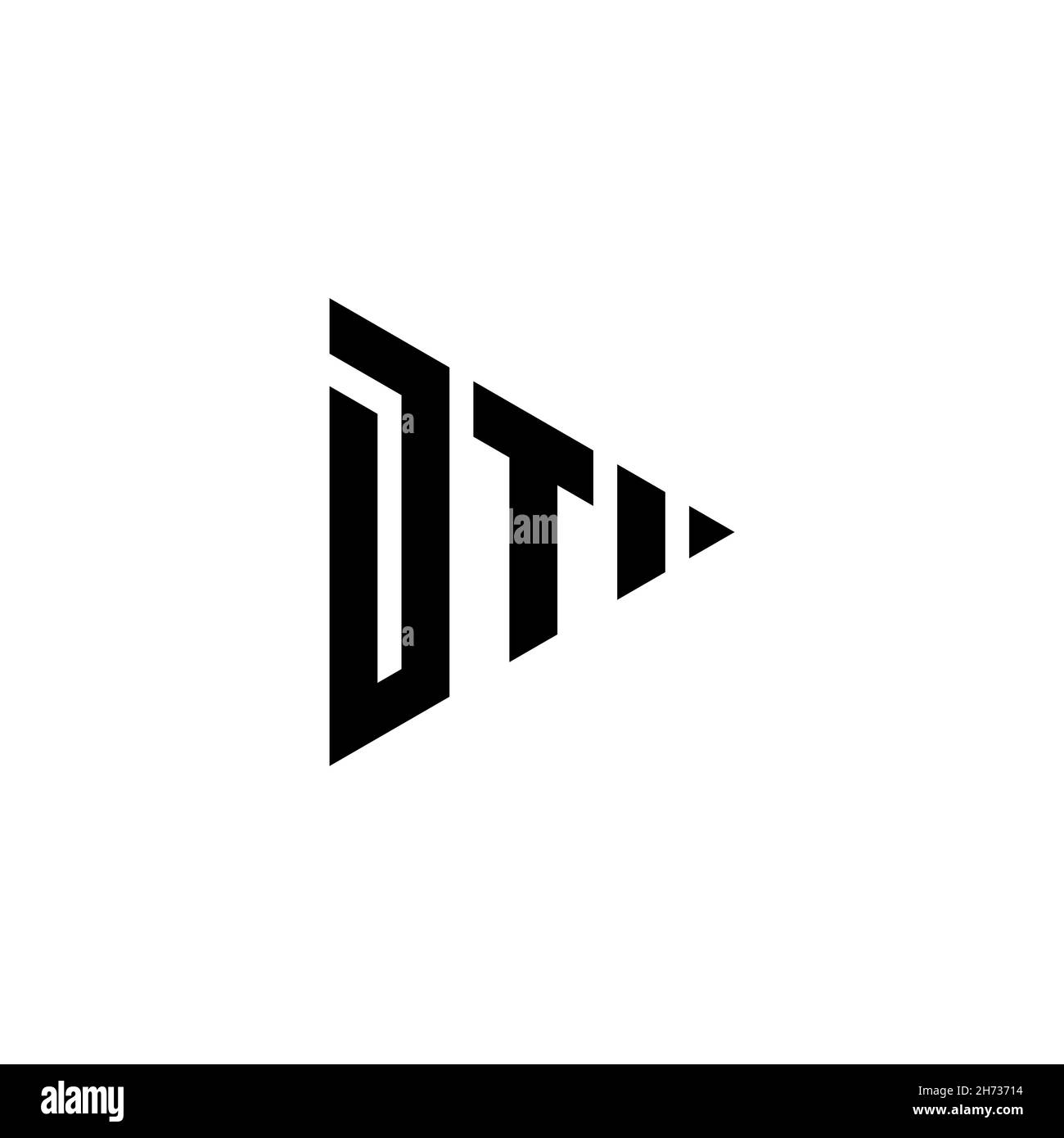 DT Monogram logo letter with triangle play button shape style on isolated background. Triangle ...