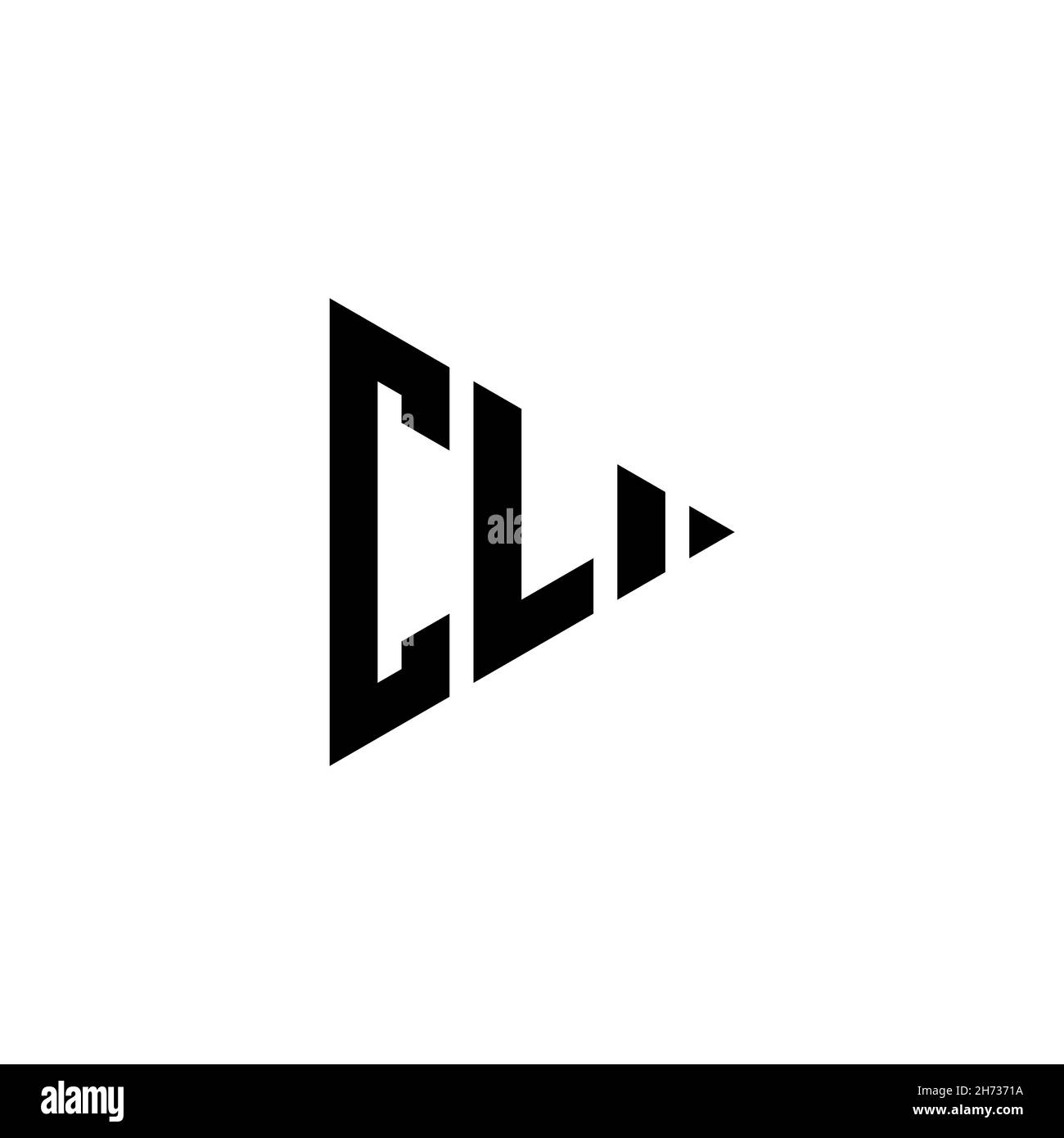 CL Monogram logo letter with triangle play button shape style on isolated background. Triangle ...