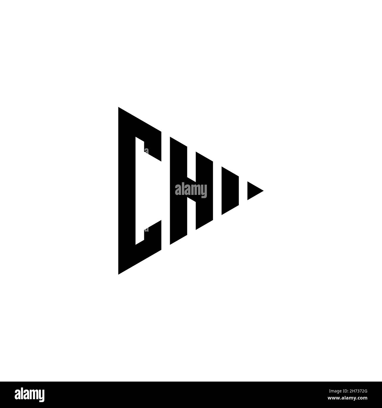 CH Monogram logo letter with triangle play button shape style on isolated background. Triangle ...