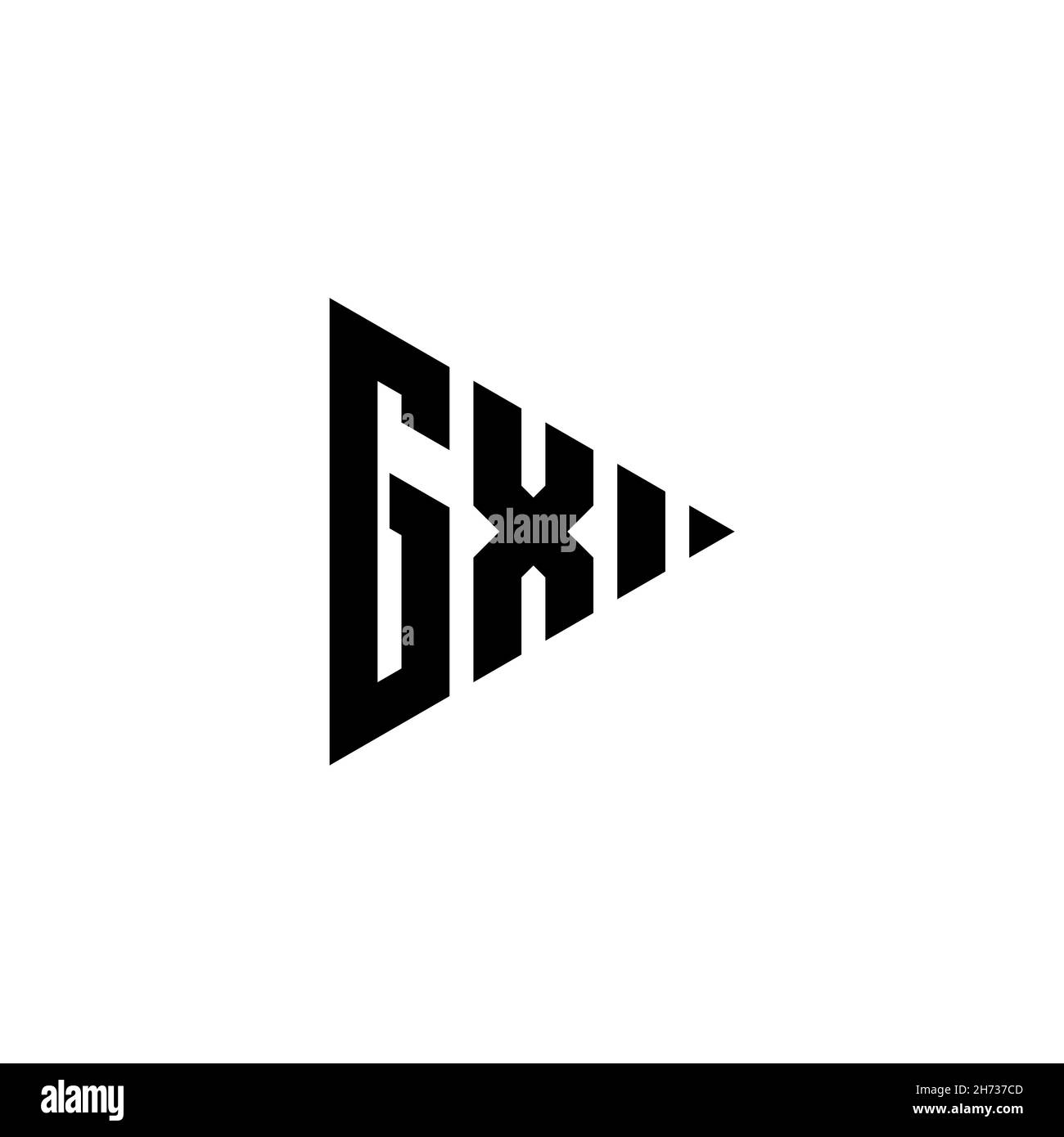 GX Monogram logo letter with triangle play button shape style on isolated background. Triangle ...