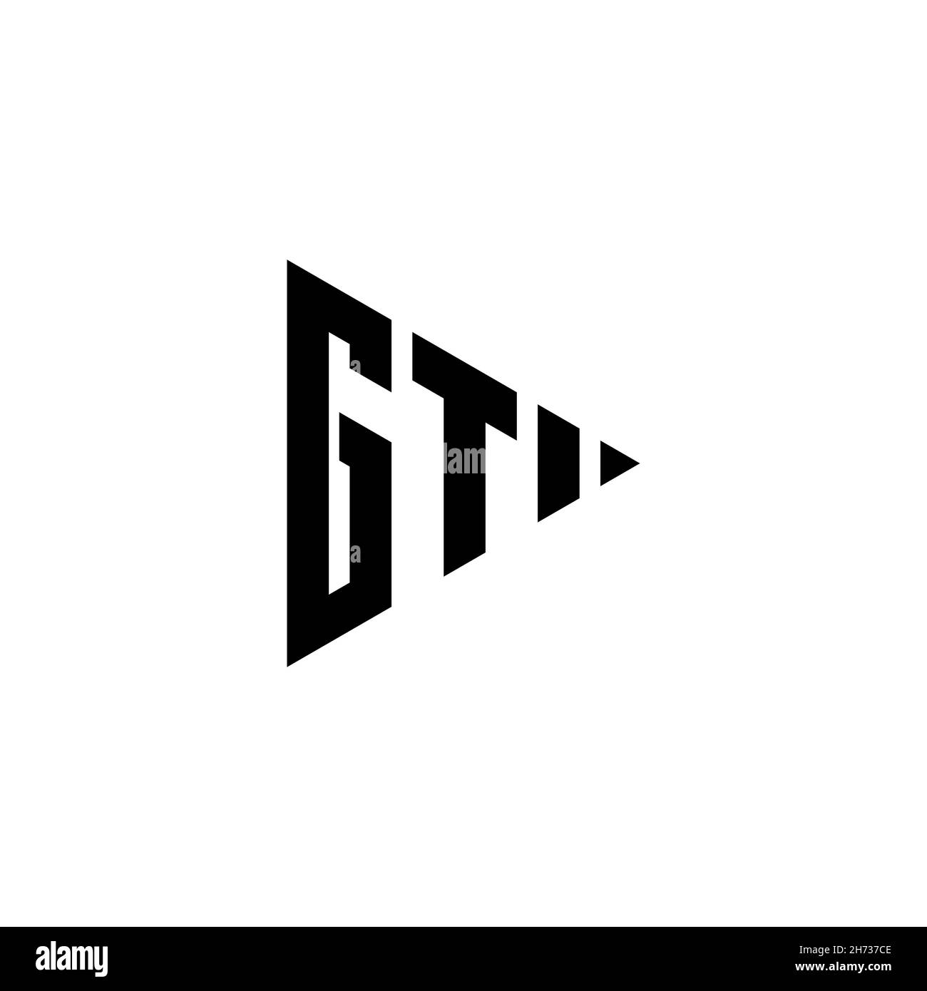 GT Monogram logo letter with triangle play button shape style on ...