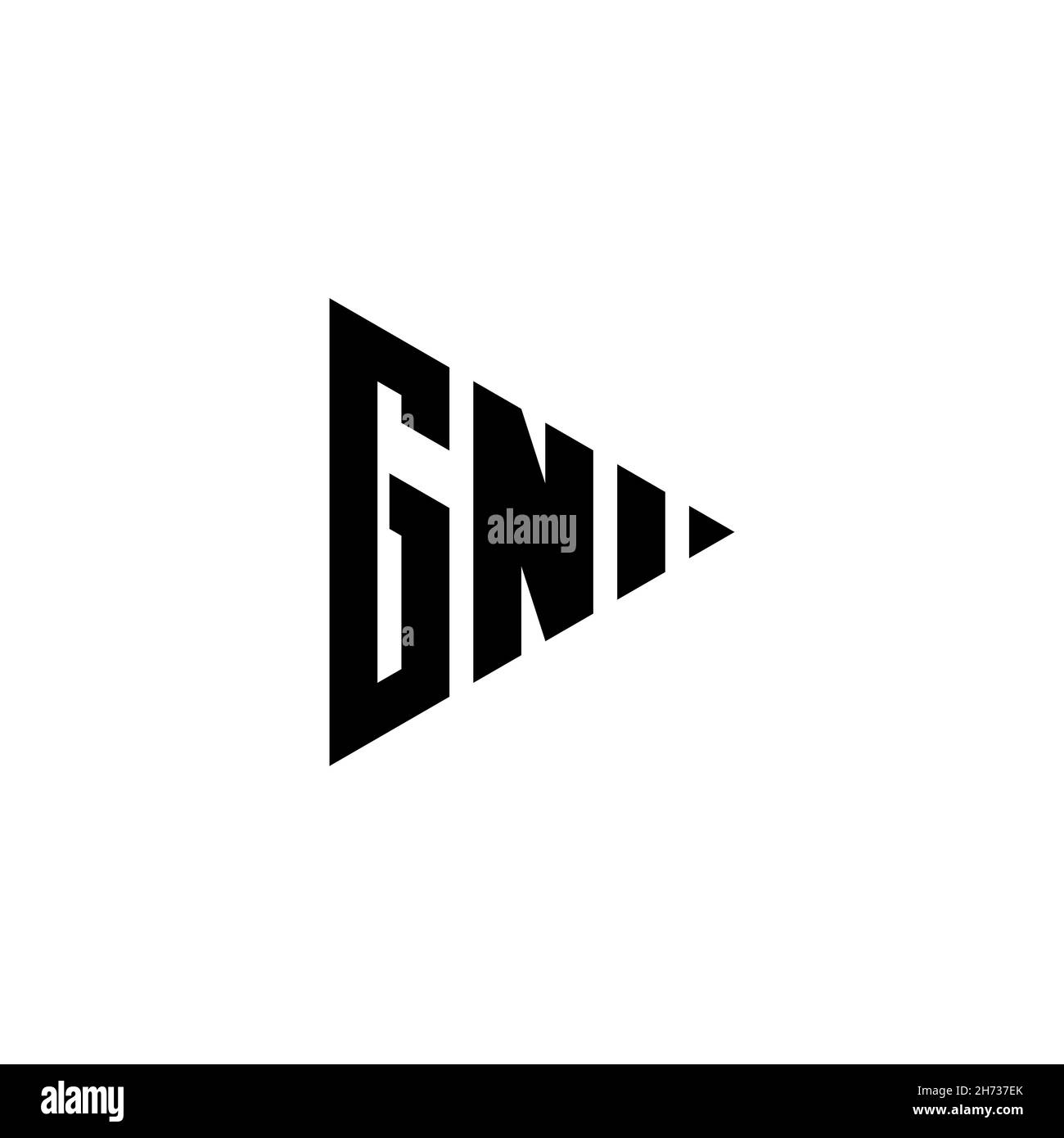 GN Monogram logo letter with triangle play button shape style on ...