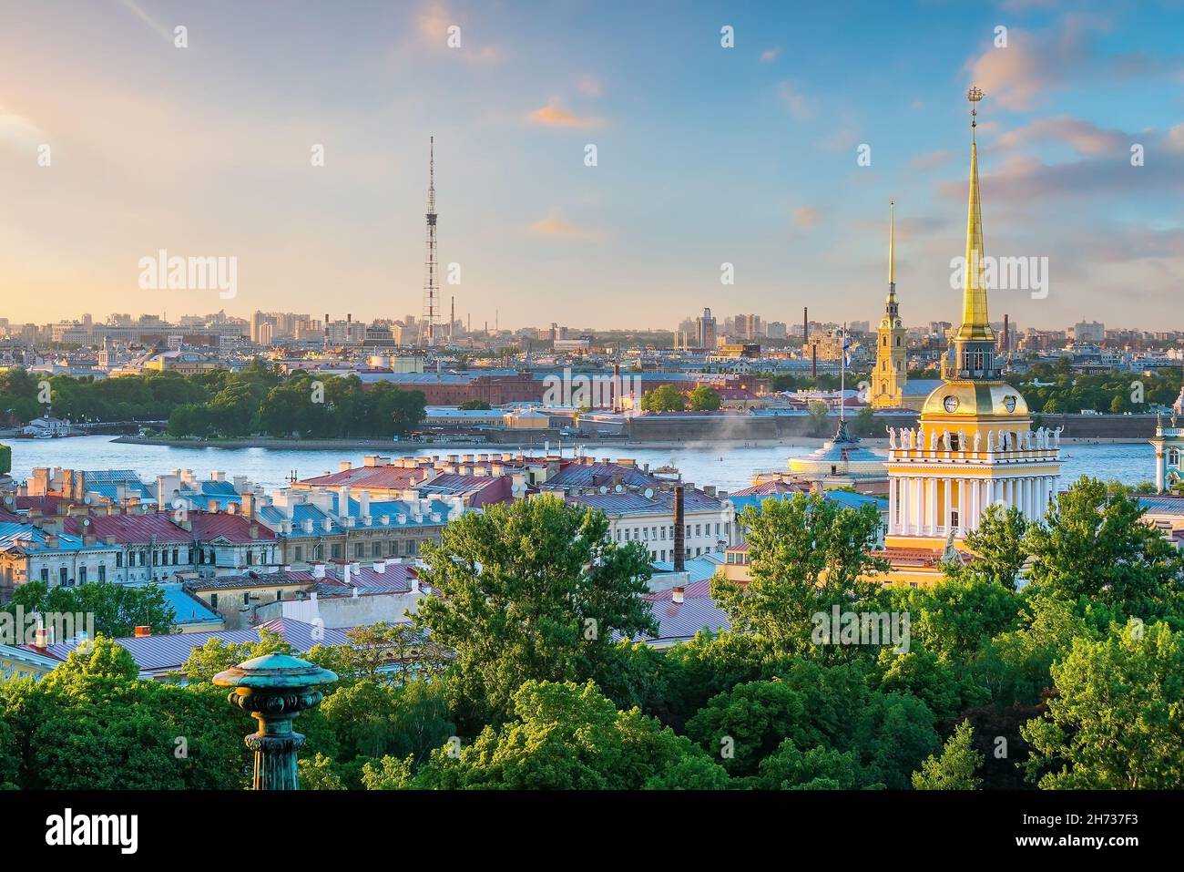 St. Petersburg city skyline from top view cityscape of Russia at sunset ...