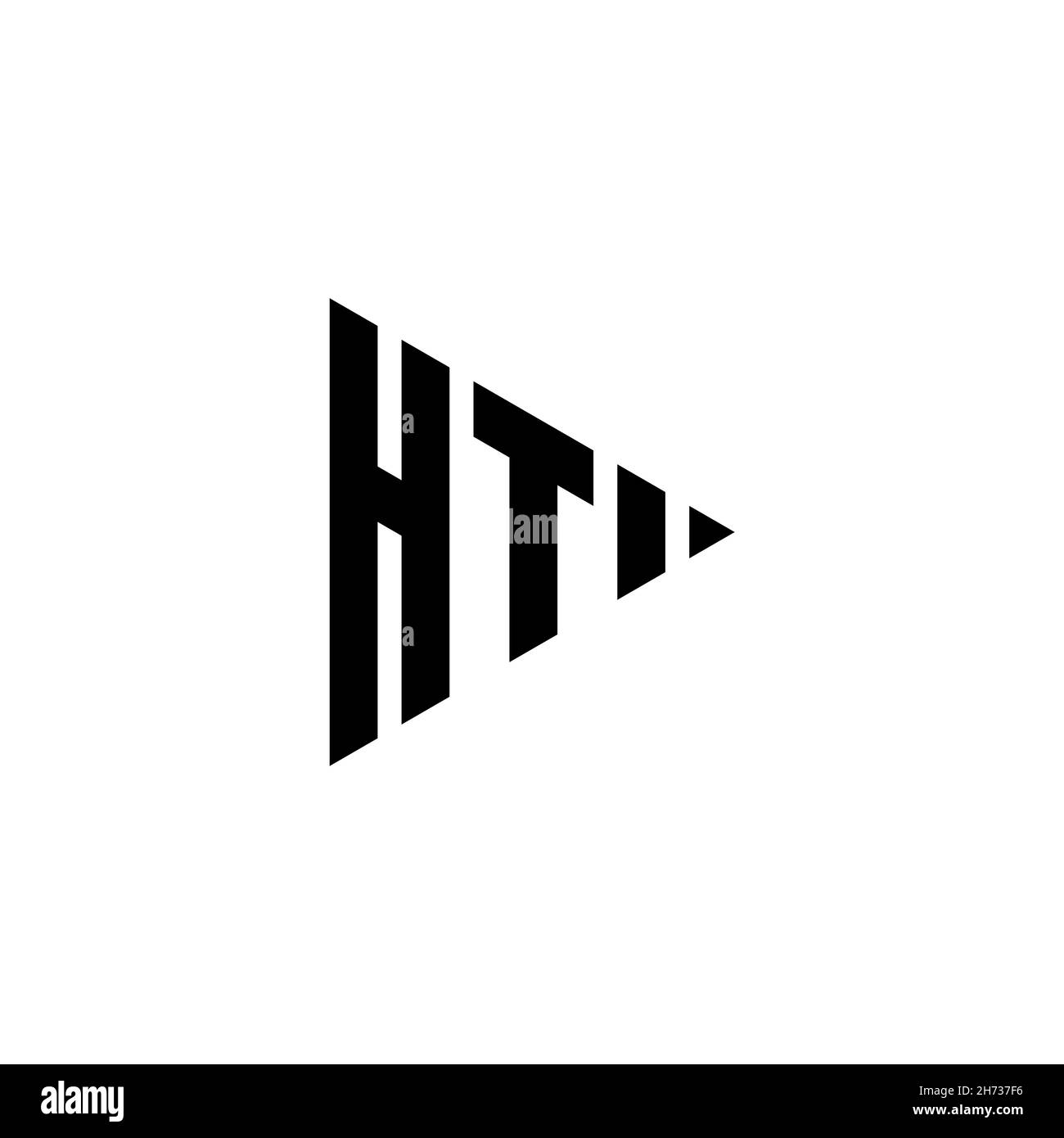 HT Monogram logo letter with triangle play button shape style on ...