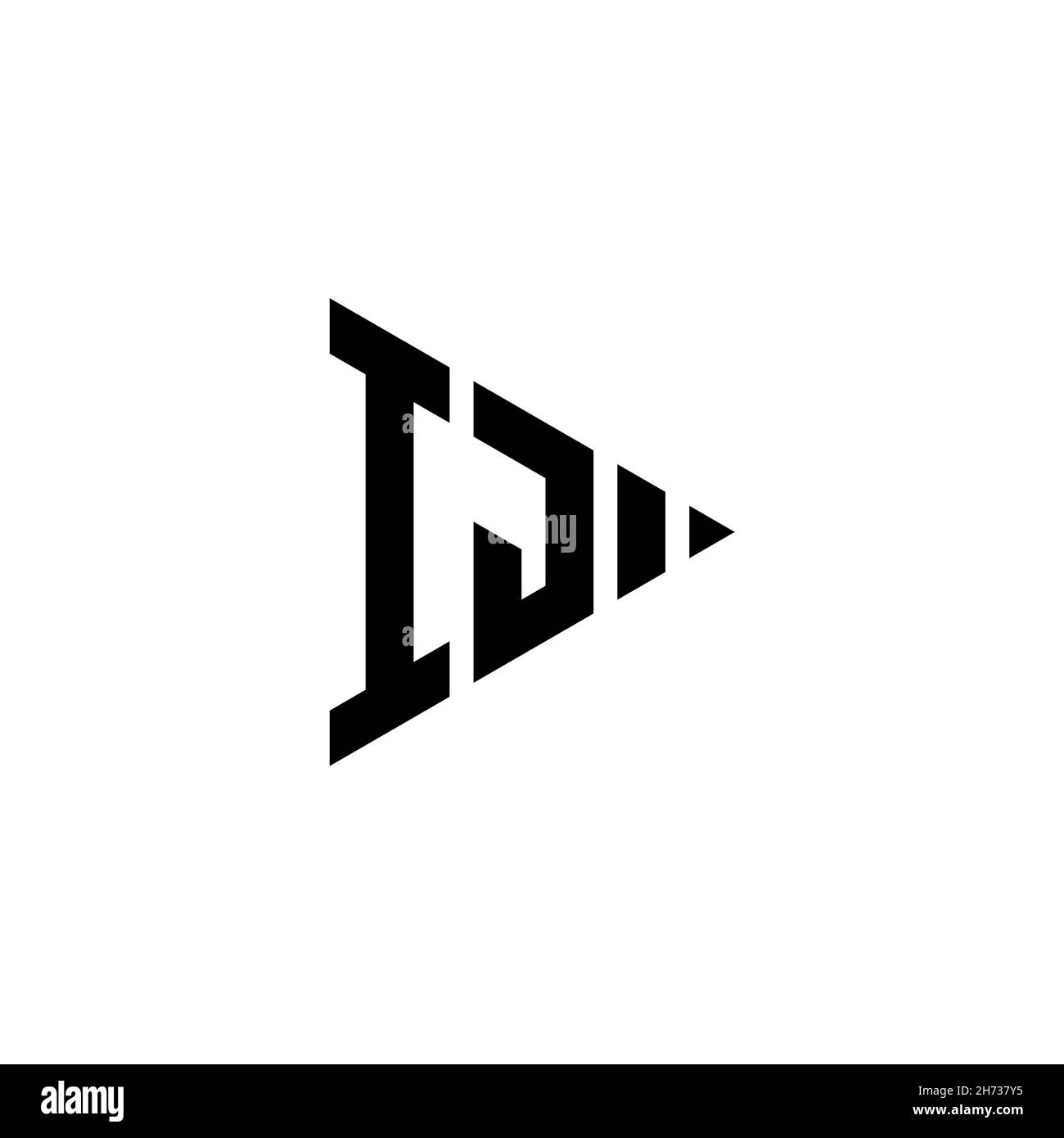 IJ Monogram logo letter with triangle play button shape style on isolated background. Triangle ...