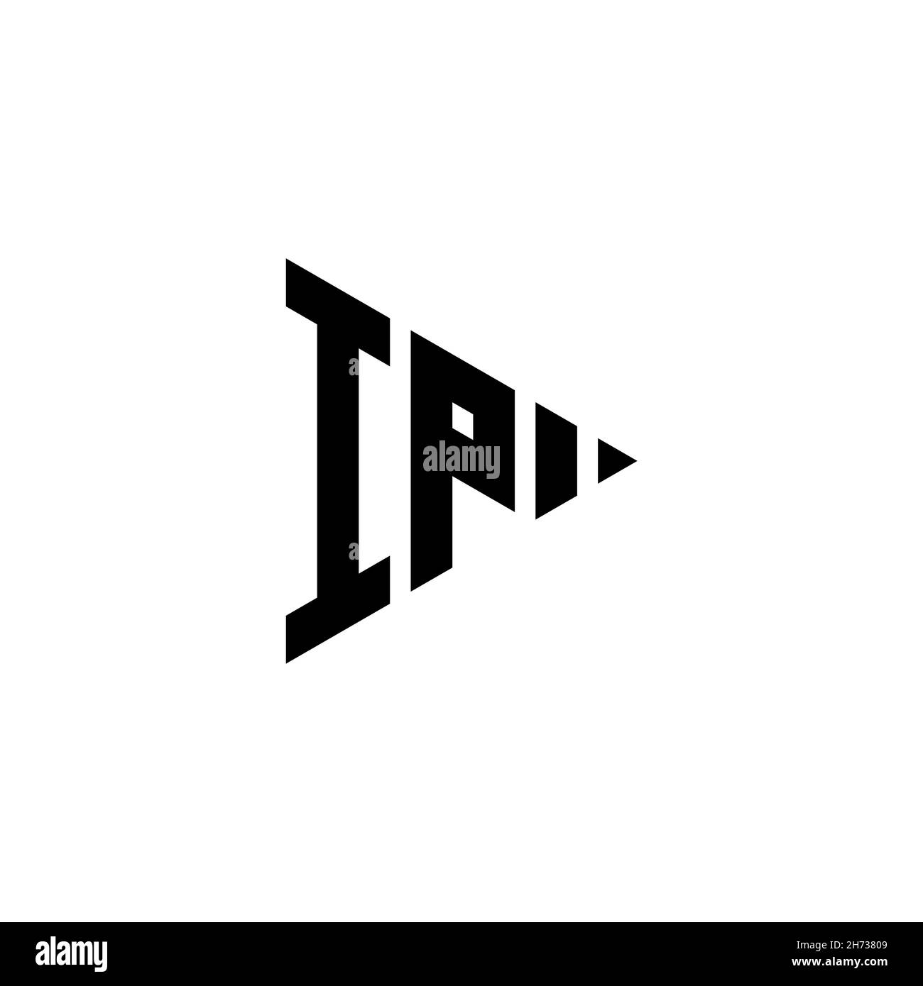 IP Monogram logo letter with triangle play button shape style on isolated background. Triangle ...