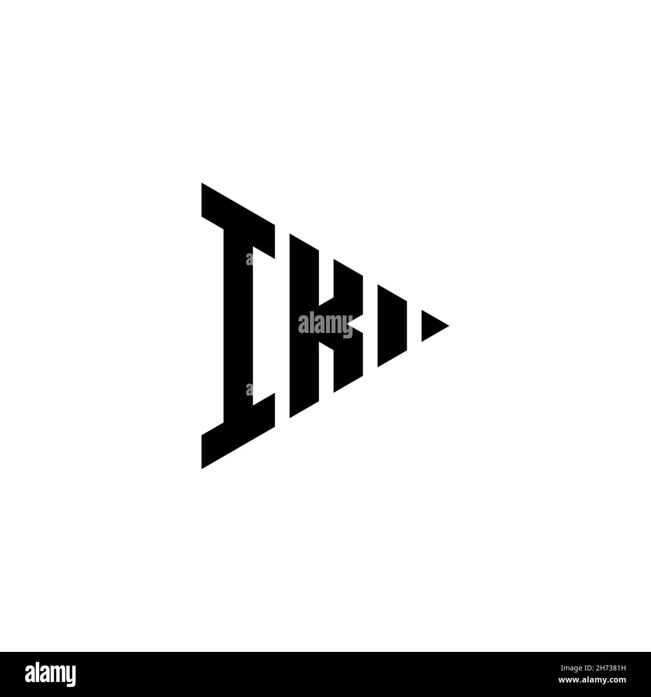 IK Monogram logo letter with triangle play button shape style on isolated background. Triangle ...