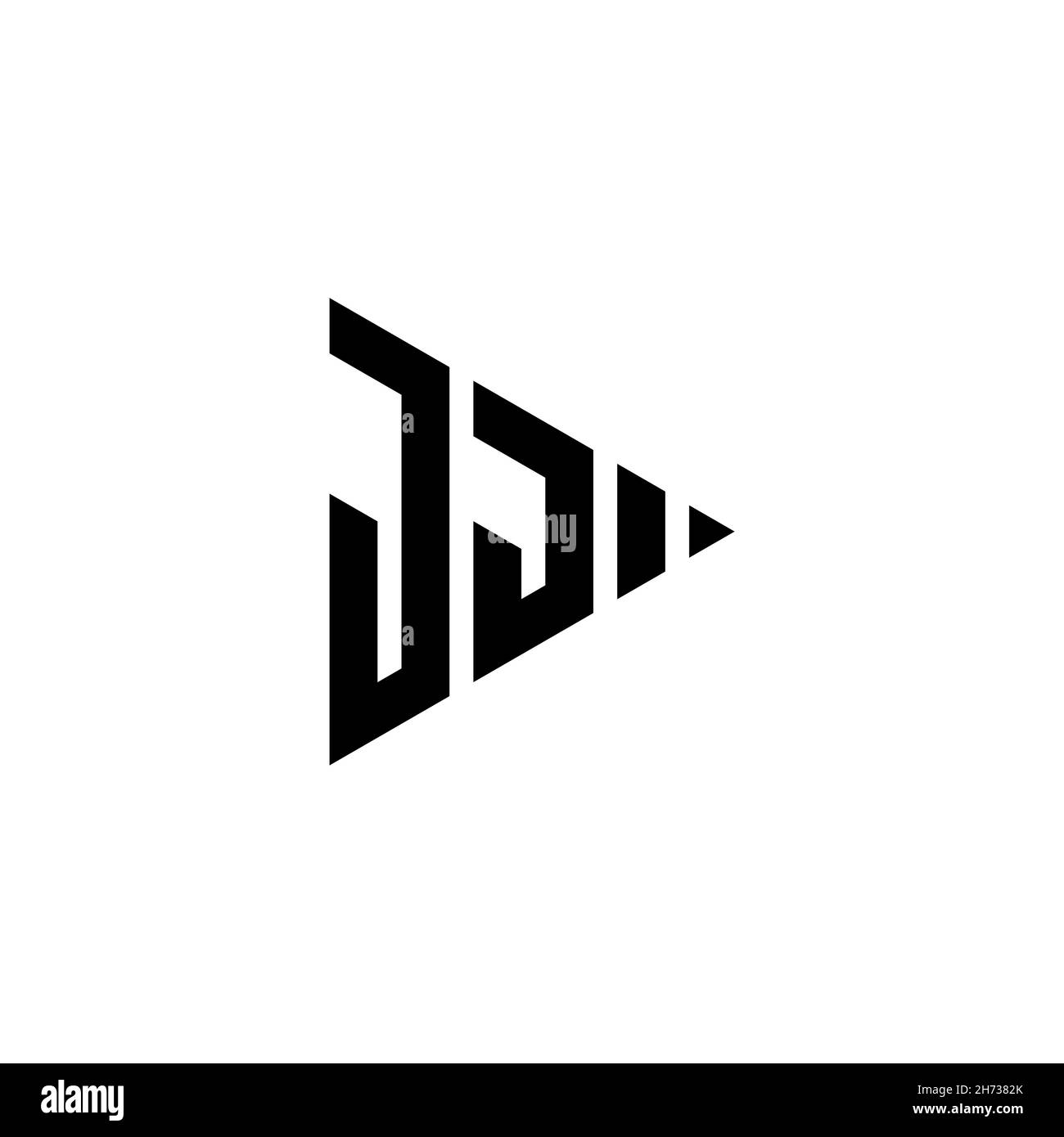 JJ Monogram logo letter with triangle play button shape style on isolated background. Triangle ...