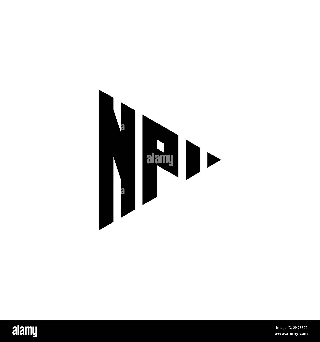 NP Monogram logo letter with triangle play button shape style on isolated background. Triangle ...