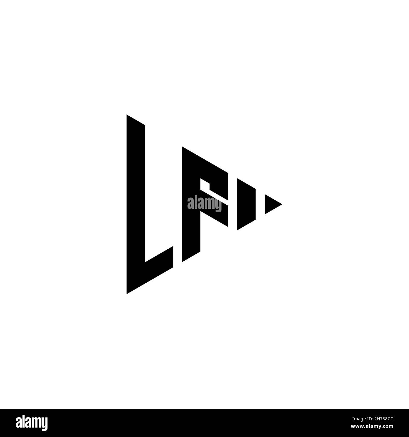 LF Monogram logo letter with triangle play button shape style on isolated background. Triangle ...