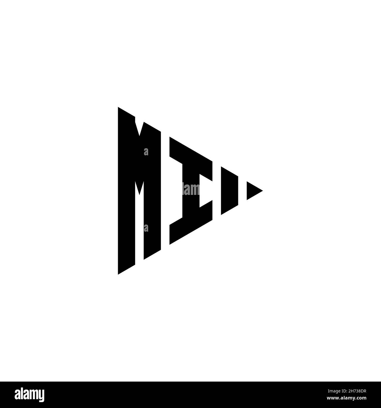 MI Monogram logo letter with triangle play button shape style on ...