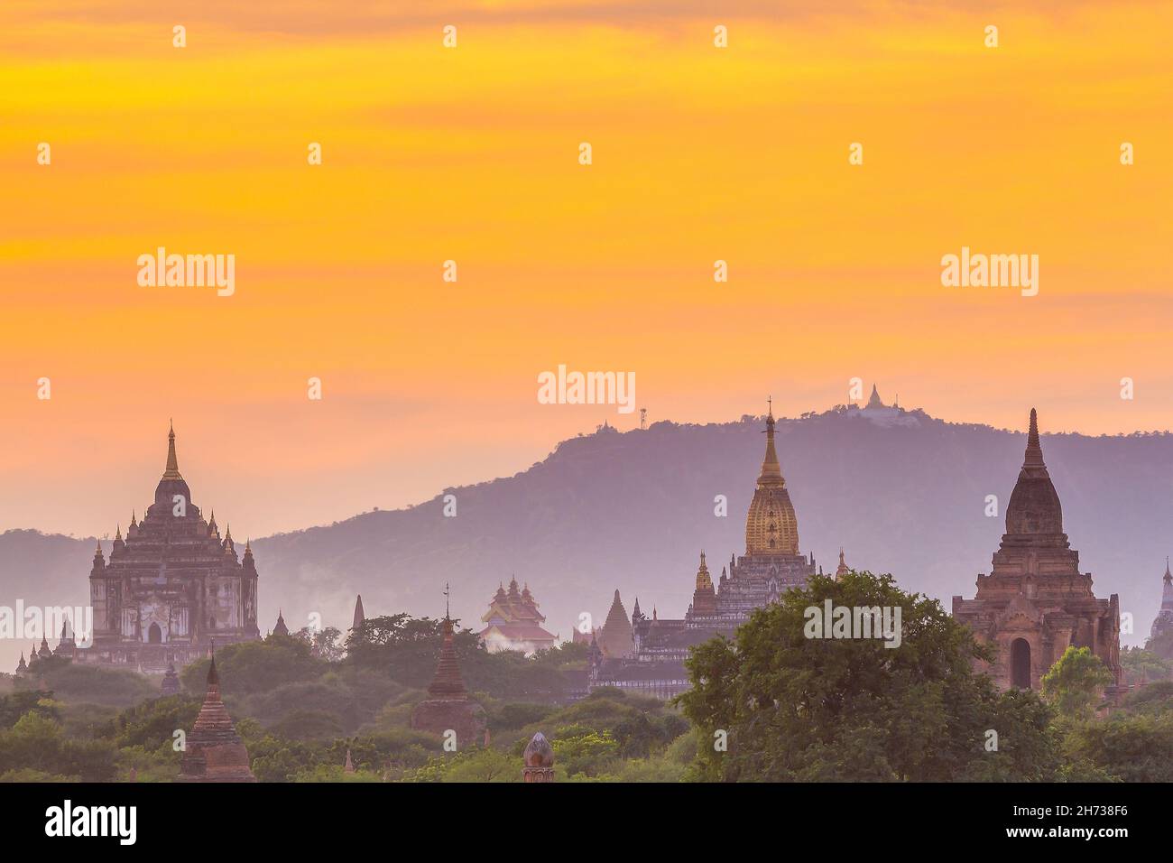 Bagan city downtown skyline cityscape of Myanmar at sunset Stock Photo ...