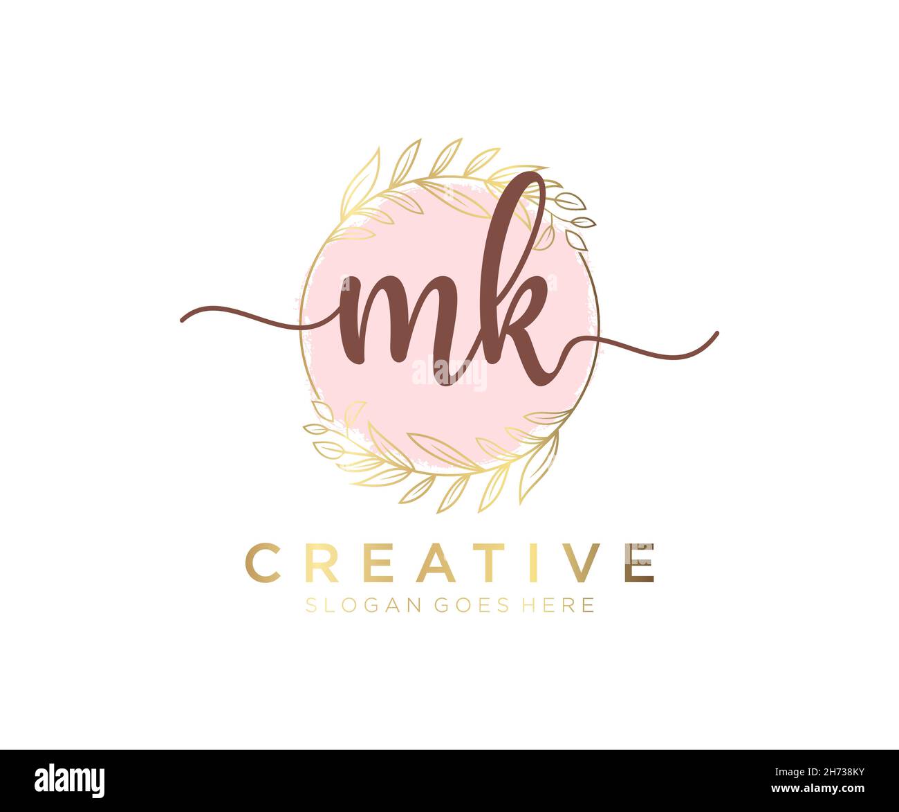 MK feminine logo. Usable for Nature, Salon, Spa, Cosmetic and Beauty Logos. Flat Vector Logo ...
