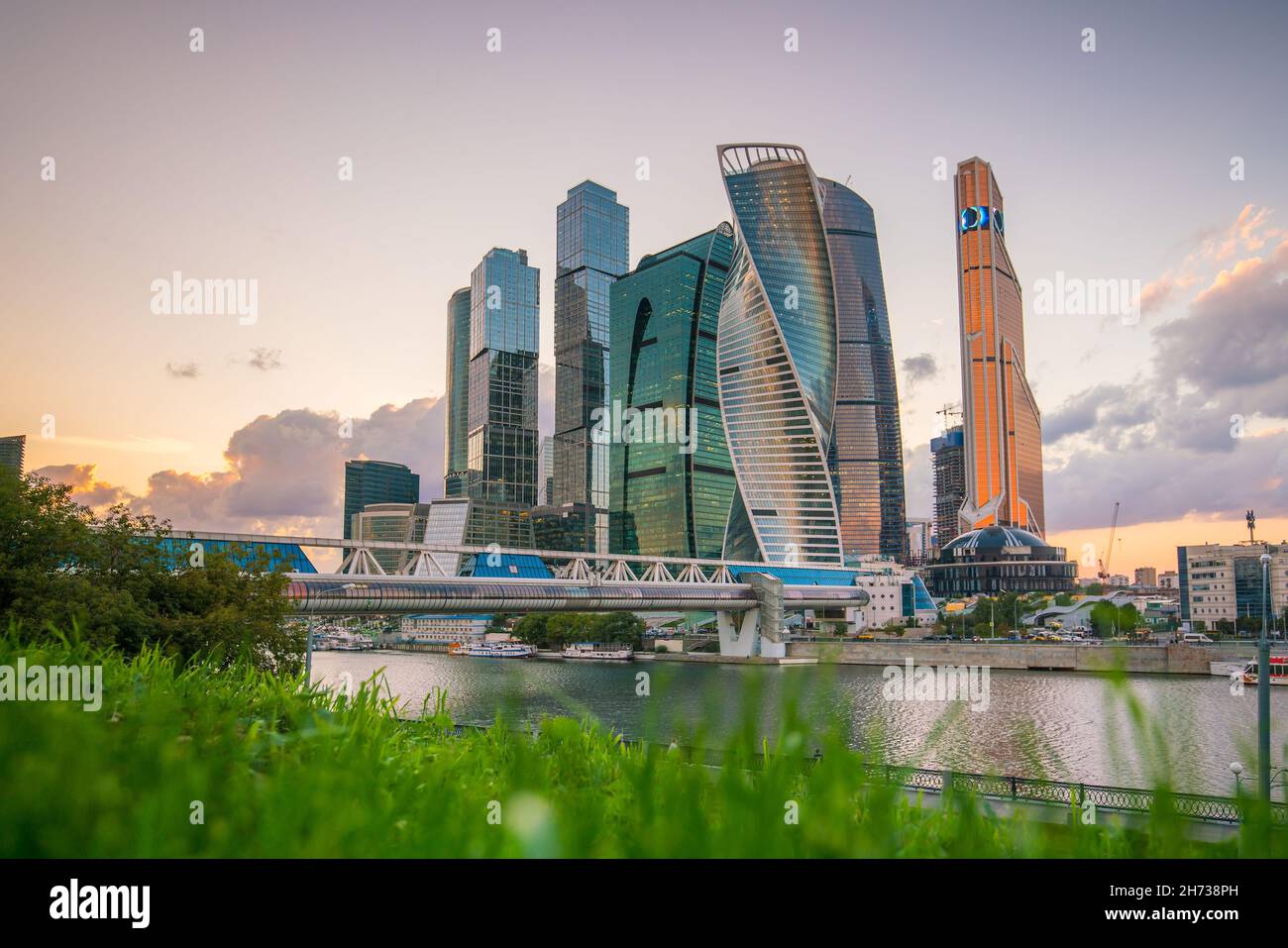 Modern skyscrapers of Moscow city skyline in Russia at twilight Stock ...