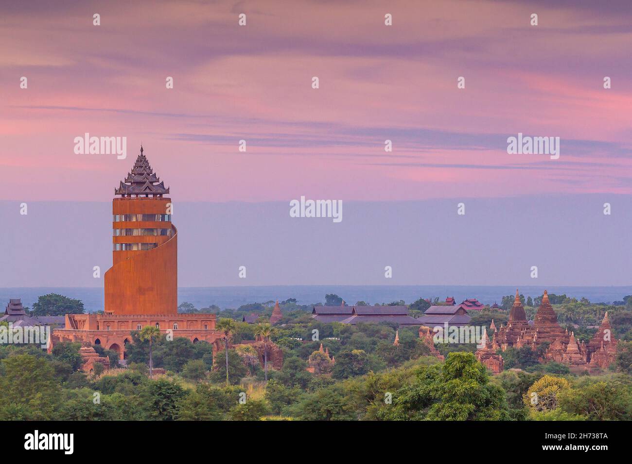 Bagan city downtown skyline cityscape of Myanmar at sunset Stock Photo ...