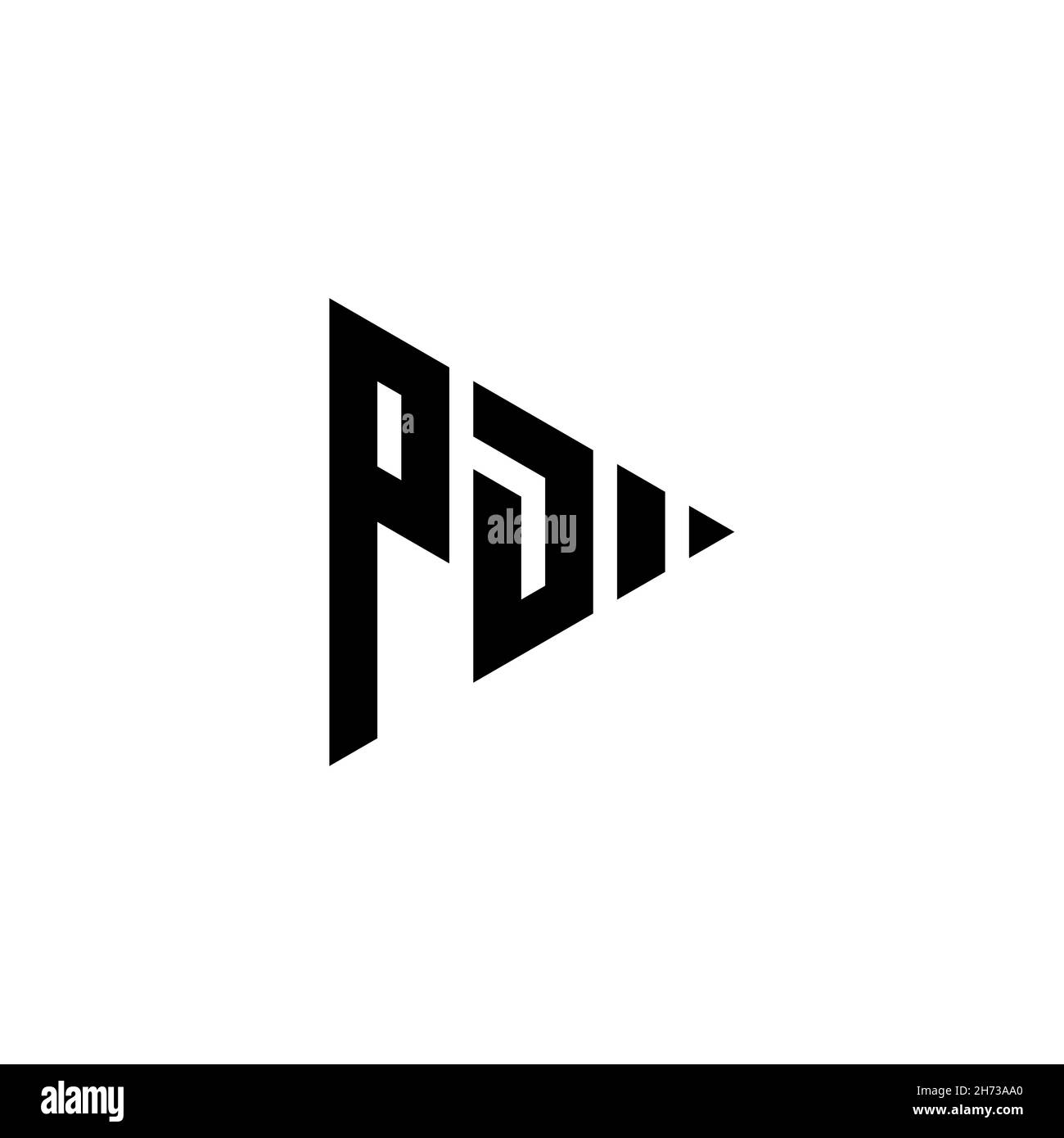 PD Monogram logo letter with triangle play button shape style on isolated background. Triangle ...
