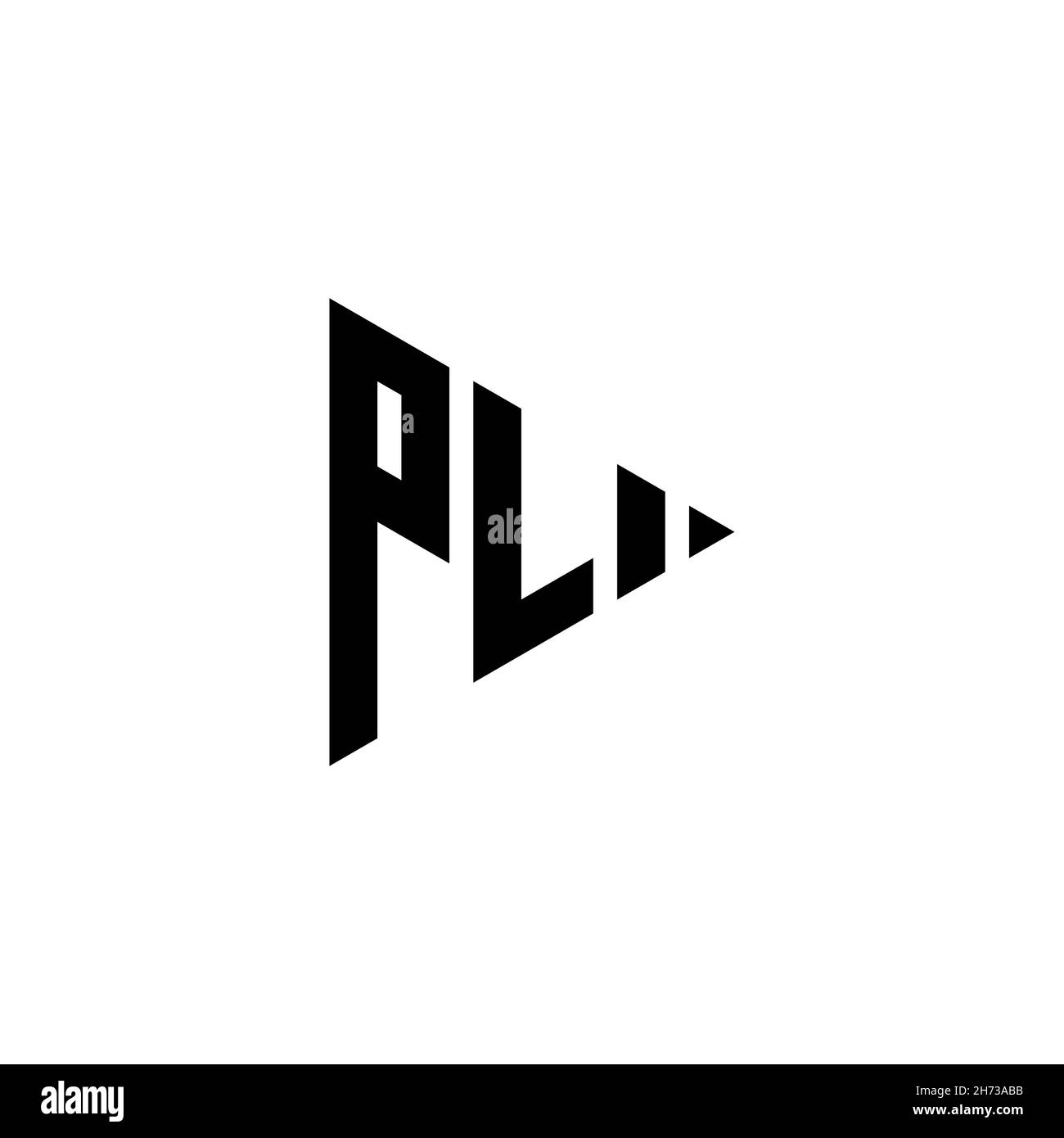 PL Monogram logo letter with triangle play button shape style on ...