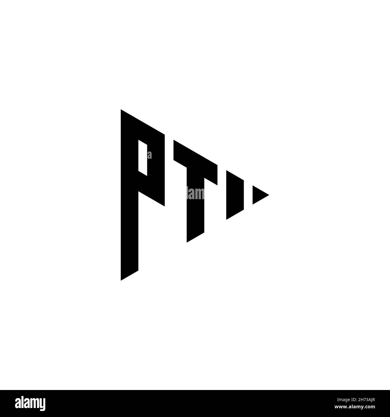 PT Monogram logo letter with triangle play button shape style on isolated background. Triangle ...