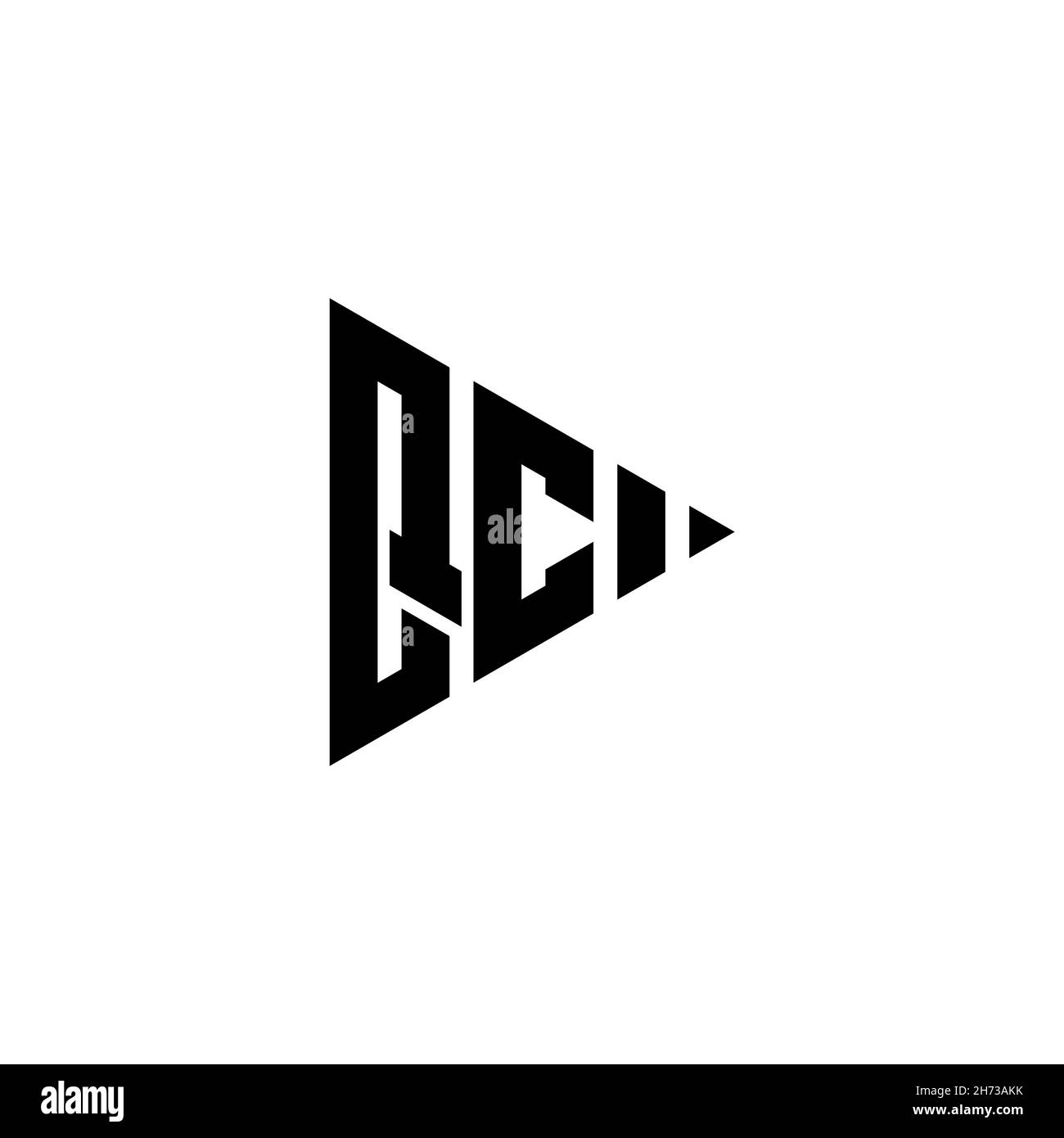 QC Monogram logo letter with triangle play button shape style on ...