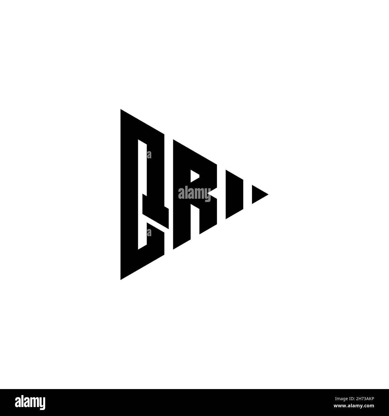 QR Monogram logo letter with triangle play button shape style on isolated background. Triangle ...