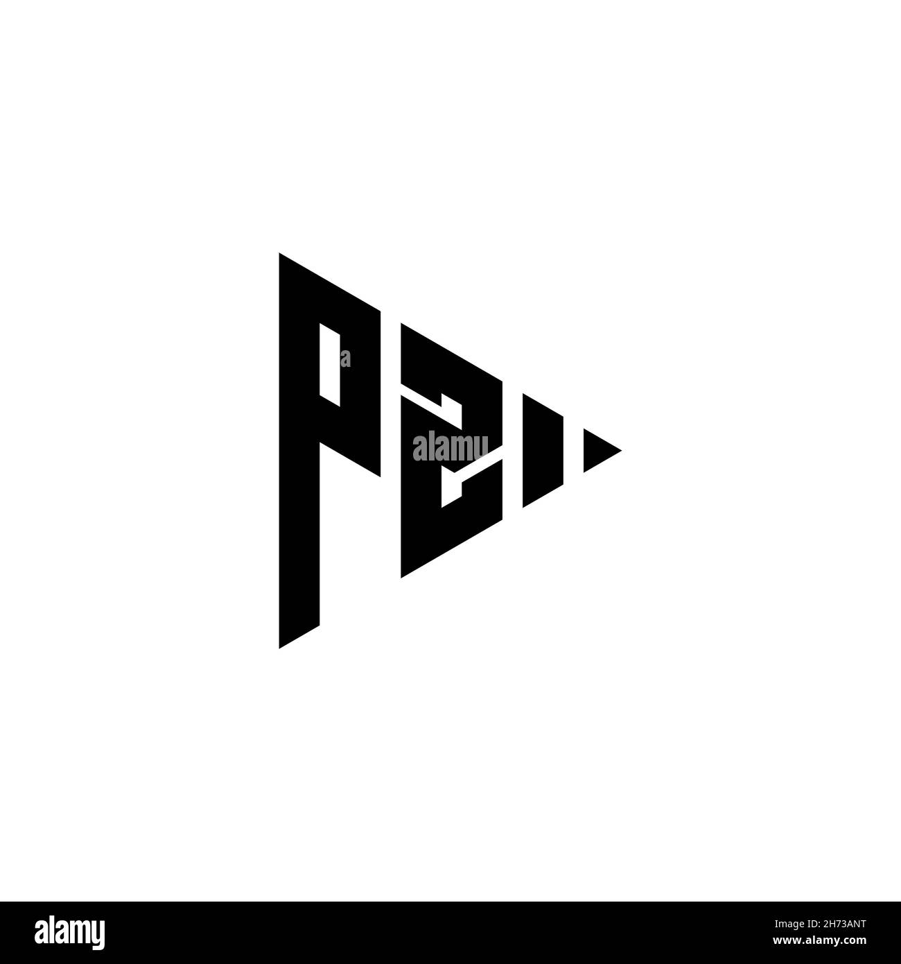 PZ Monogram logo letter with triangle play button shape style on isolated background. Triangle ...