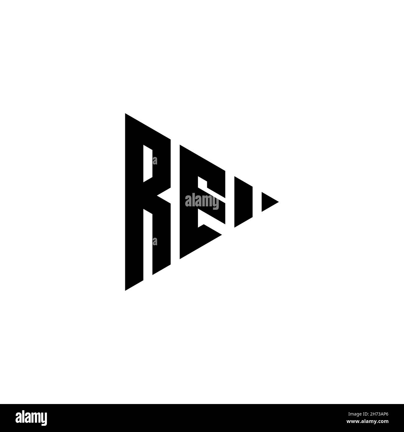 RE Monogram logo letter with triangle play button shape style on ...