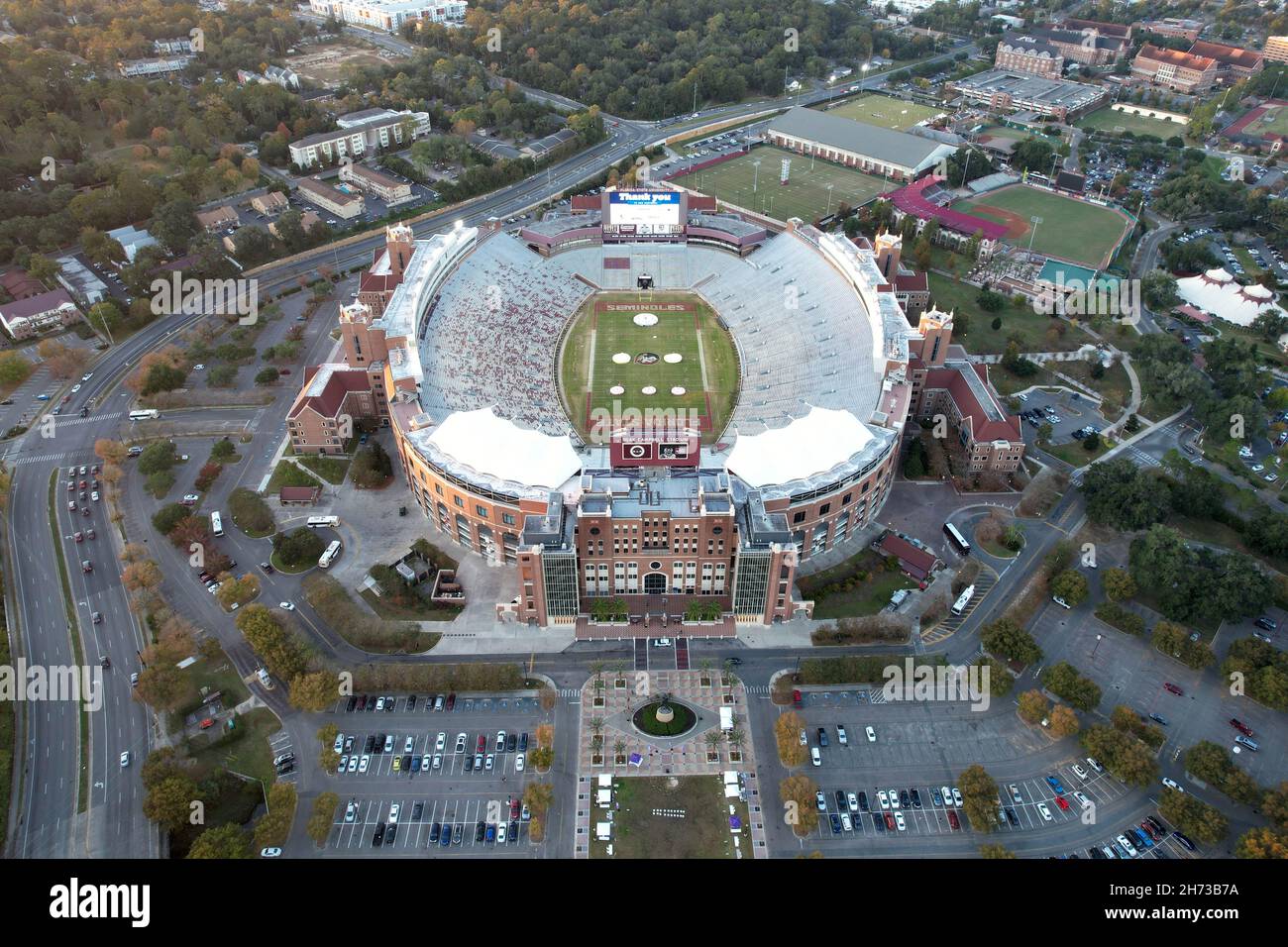 An aerial view of Doak Campbell Stadium on the campus of Florida State ...