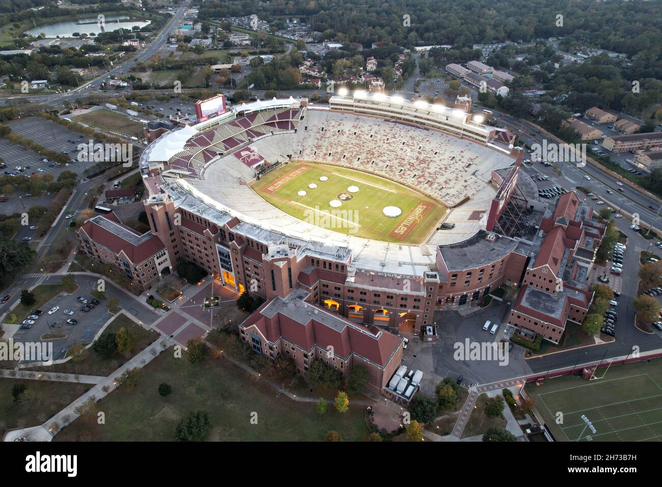 An aerial view of Doak Campbell Stadium on the campus of Florida State ...