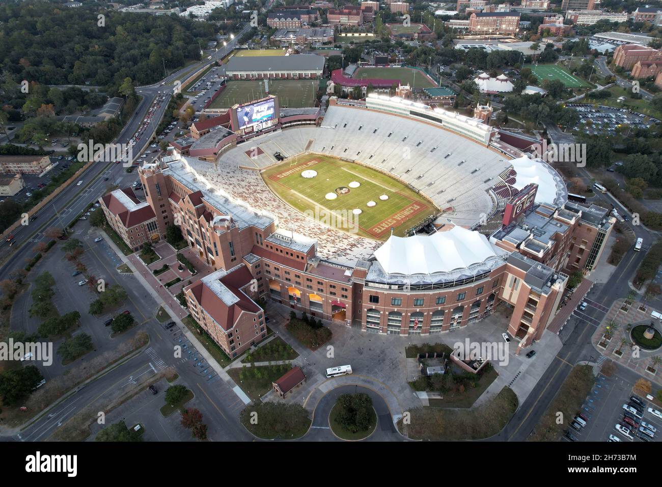 An aerial view of Doak Campbell Stadium on the campus of Florida State ...