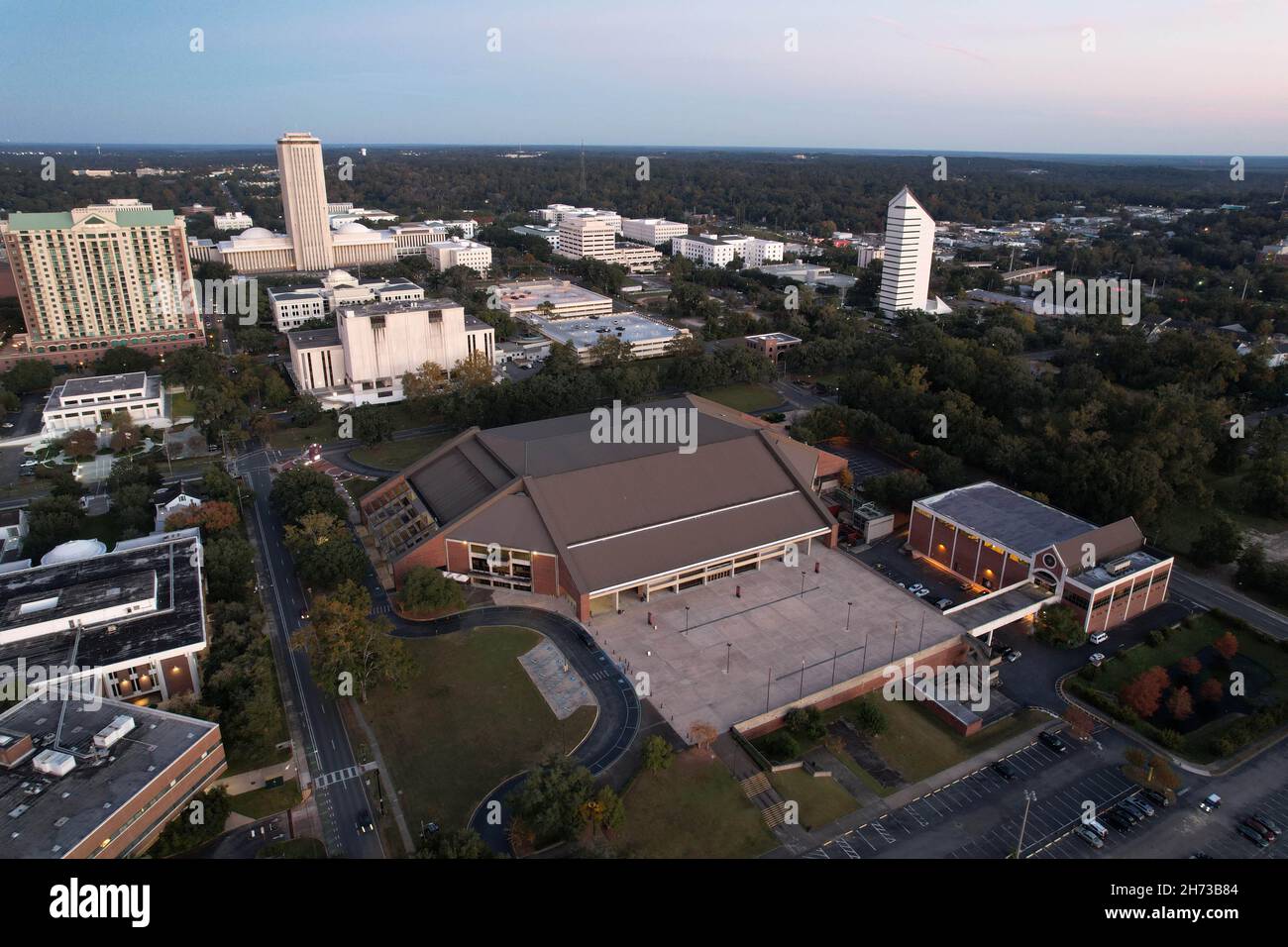 An aerial view of the Tucker Center aka Donald L. Tucker Civic Center ...