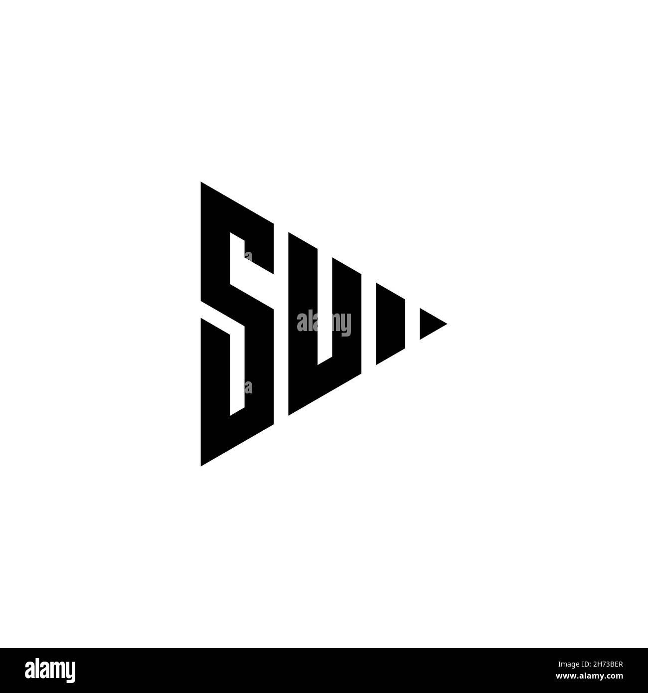 SU Monogram logo letter with triangle play button shape style on isolated background. Triangle ...