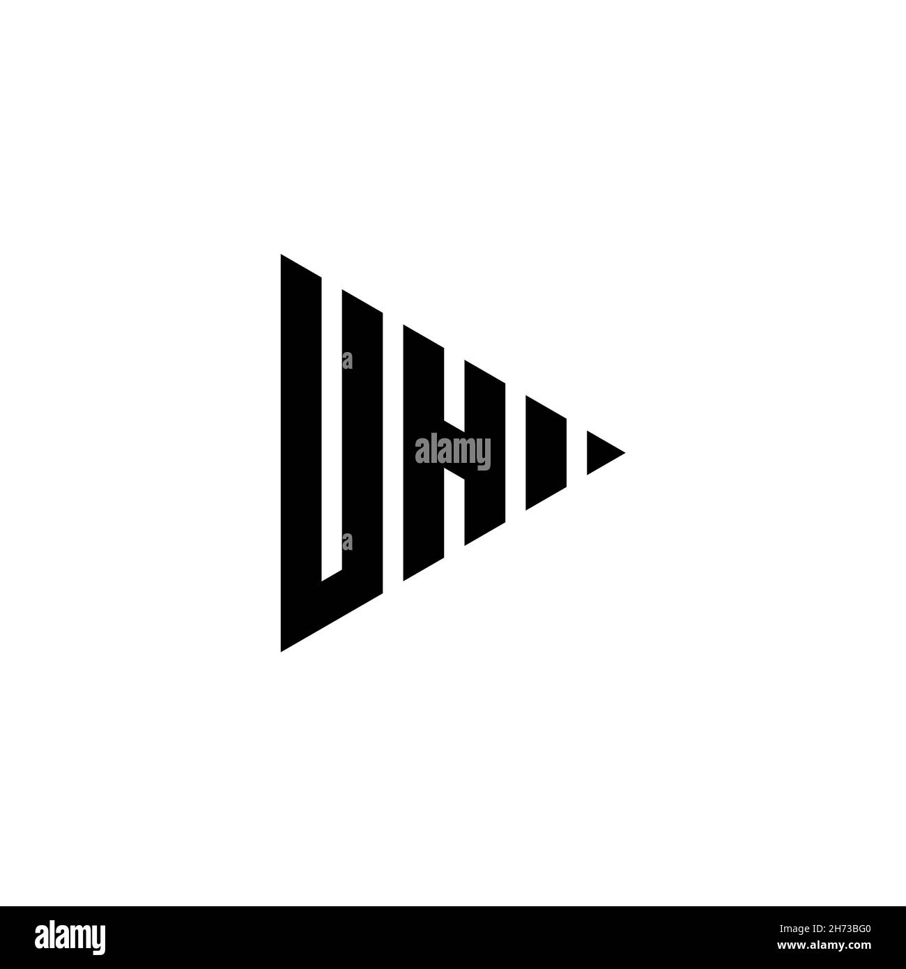 UH Monogram logo letter with triangle play button shape style on ...