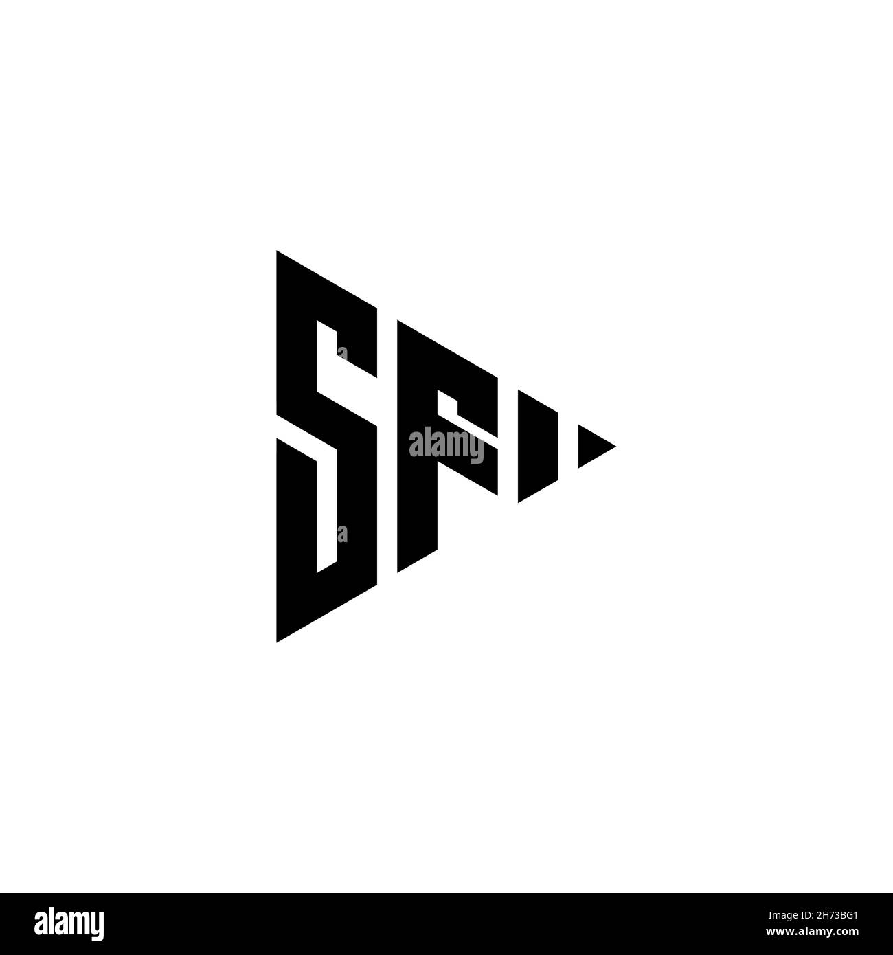 SF Monogram logo letter with triangle play button shape style on isolated background. Triangle ...